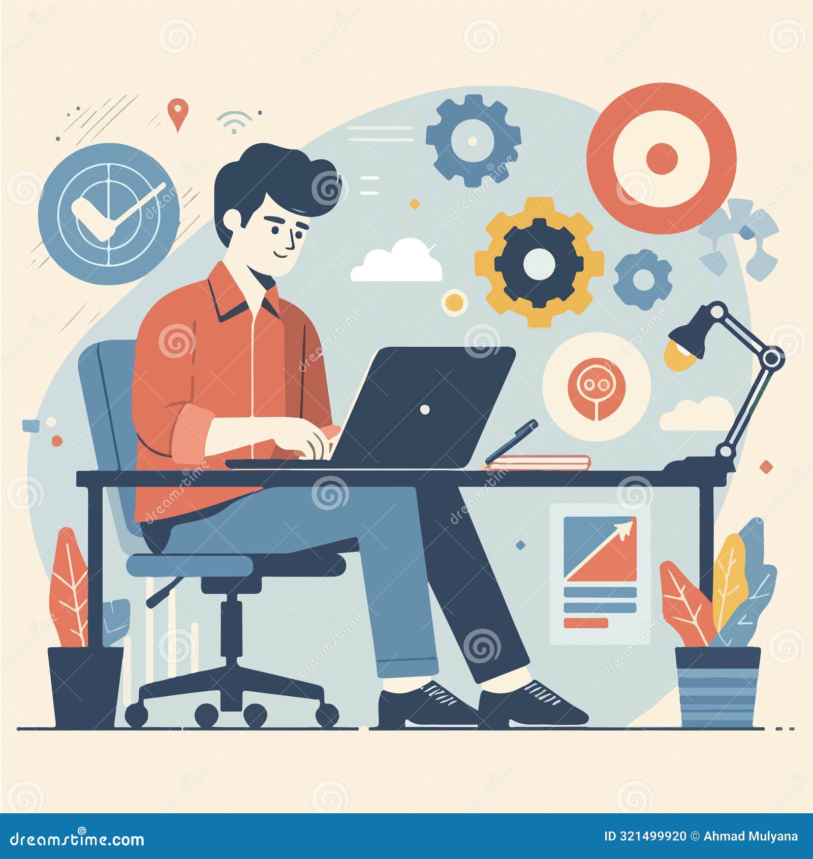 Man work stock vector. Illustration of design, studying - 321499920