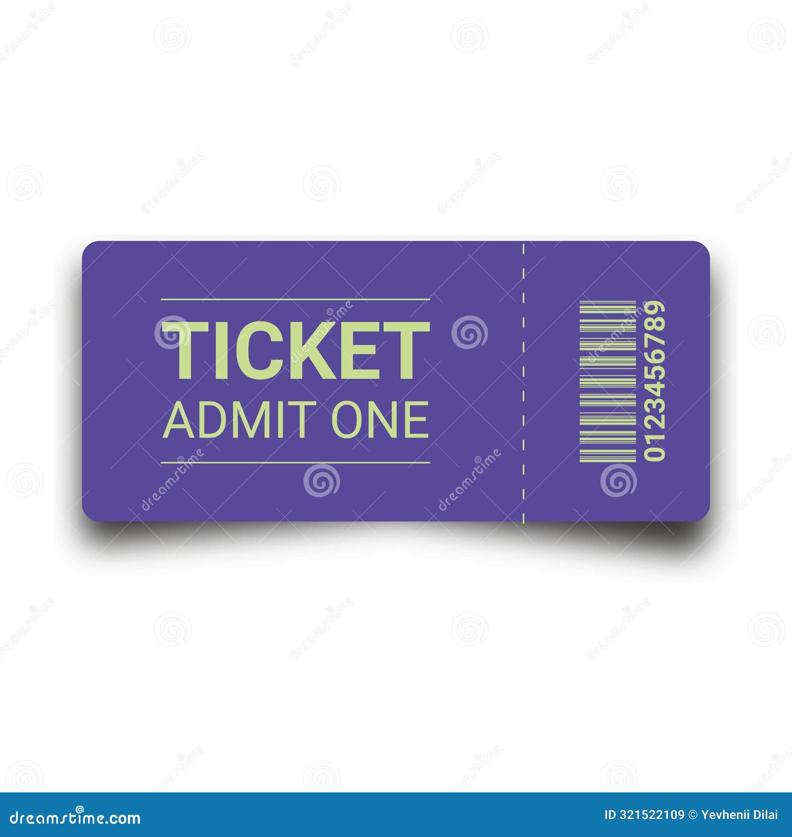 Vector Illustration Ticket Template on the Purple Background. Stock ...
