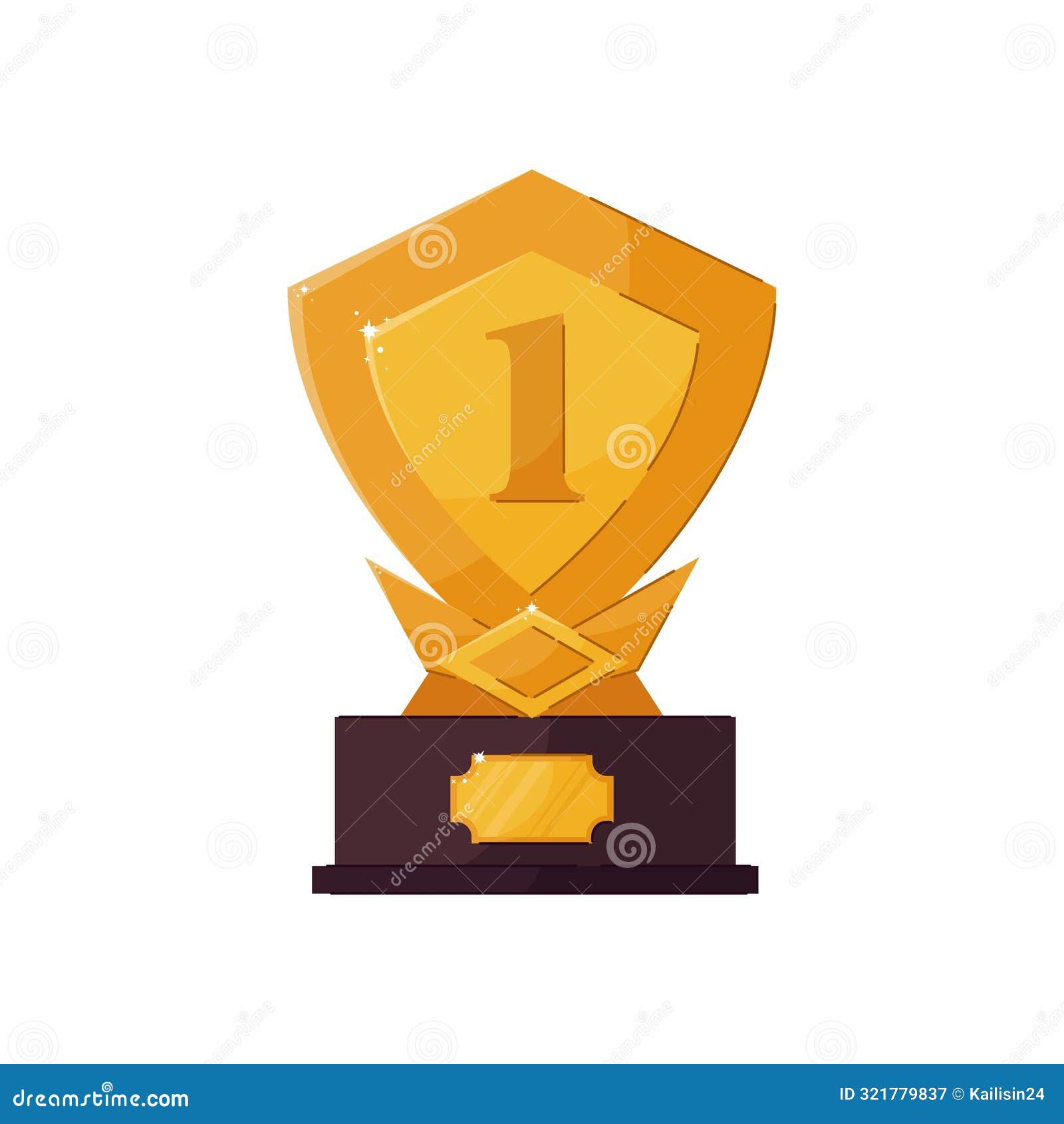 Gold Award for Victory. Gold Statuette in Flat Style on a White ...