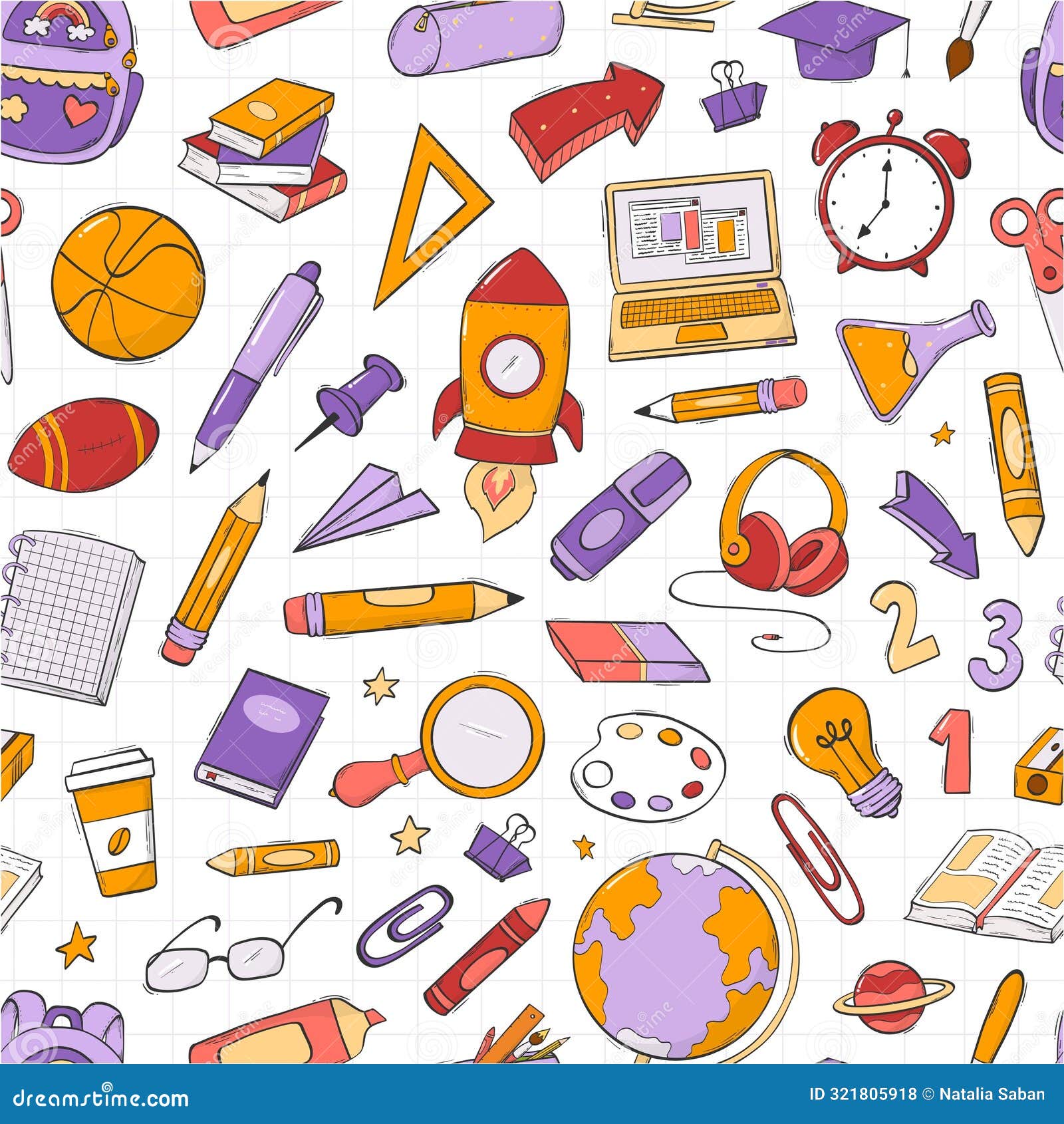 School seamless pattern stock vector. Illustration of cute - 321805918