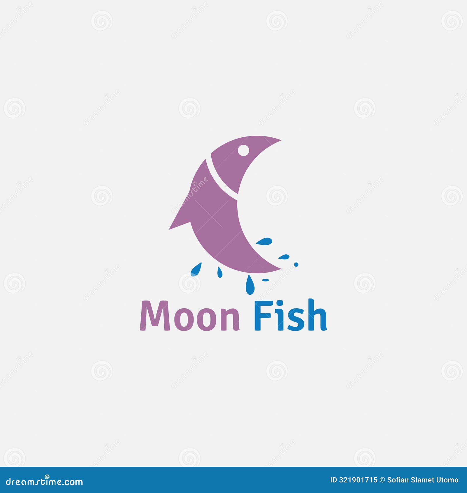 Crescent Moon Logo with Fish Shape Stock Vector - Illustration of ...