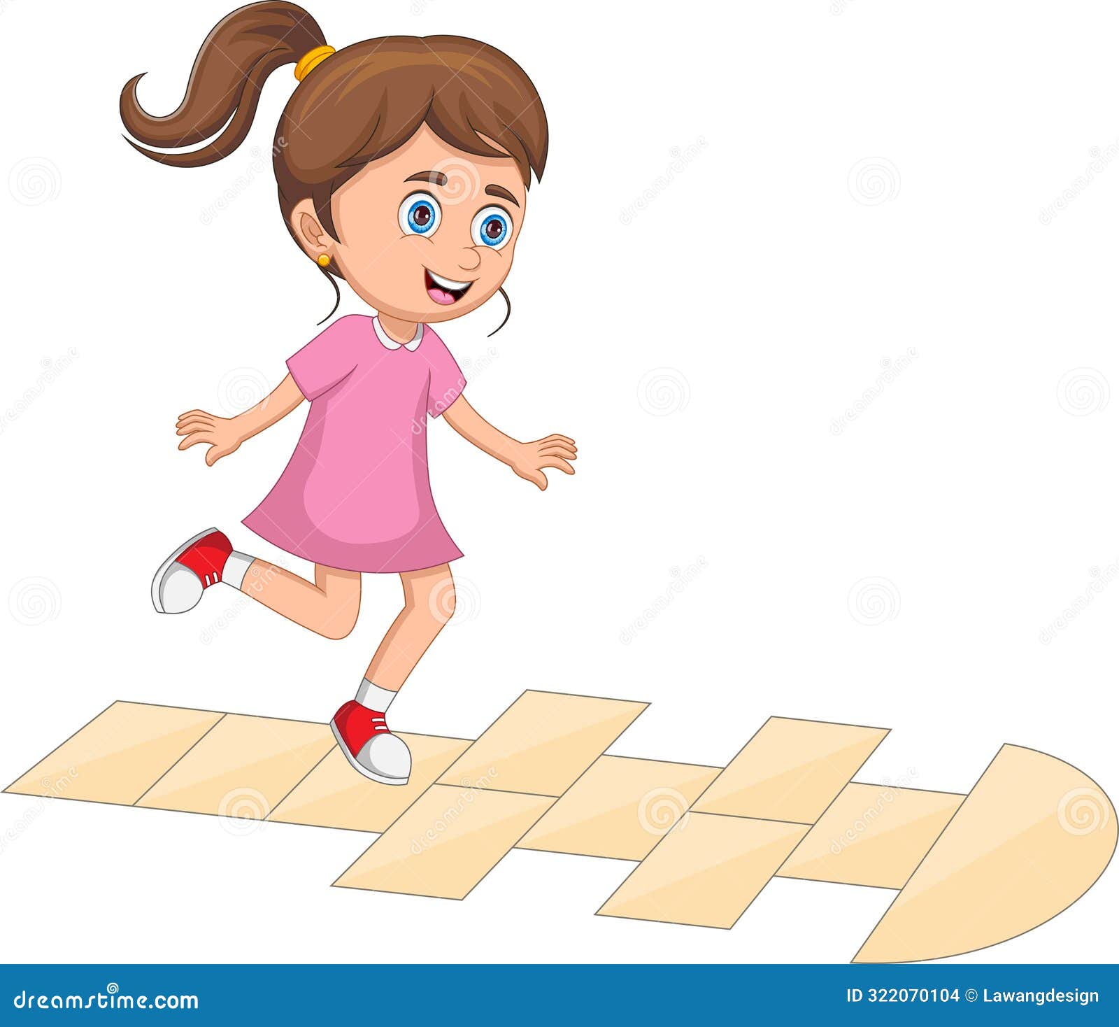 Little Girl Playing Hopscotch Stock Vector - Illustration of cute, play ...