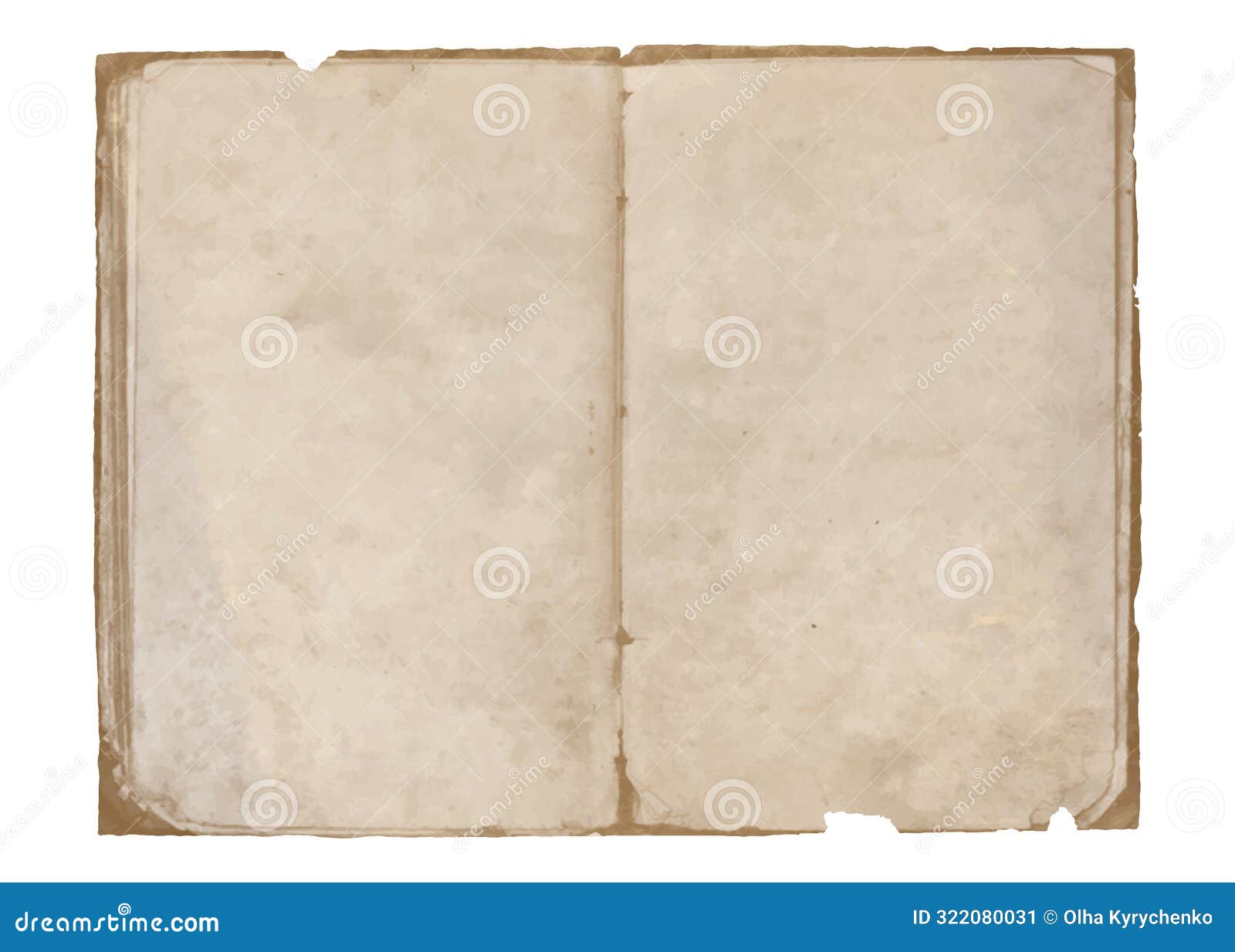 Old Vintage Antique Open Tattered Torn Book, Empty Pages Stock Vector ...