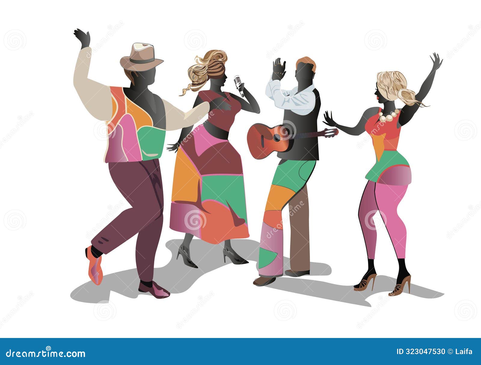 Colorful Musicians at the Party. Jazz Band Stock Vector - Illustration ...