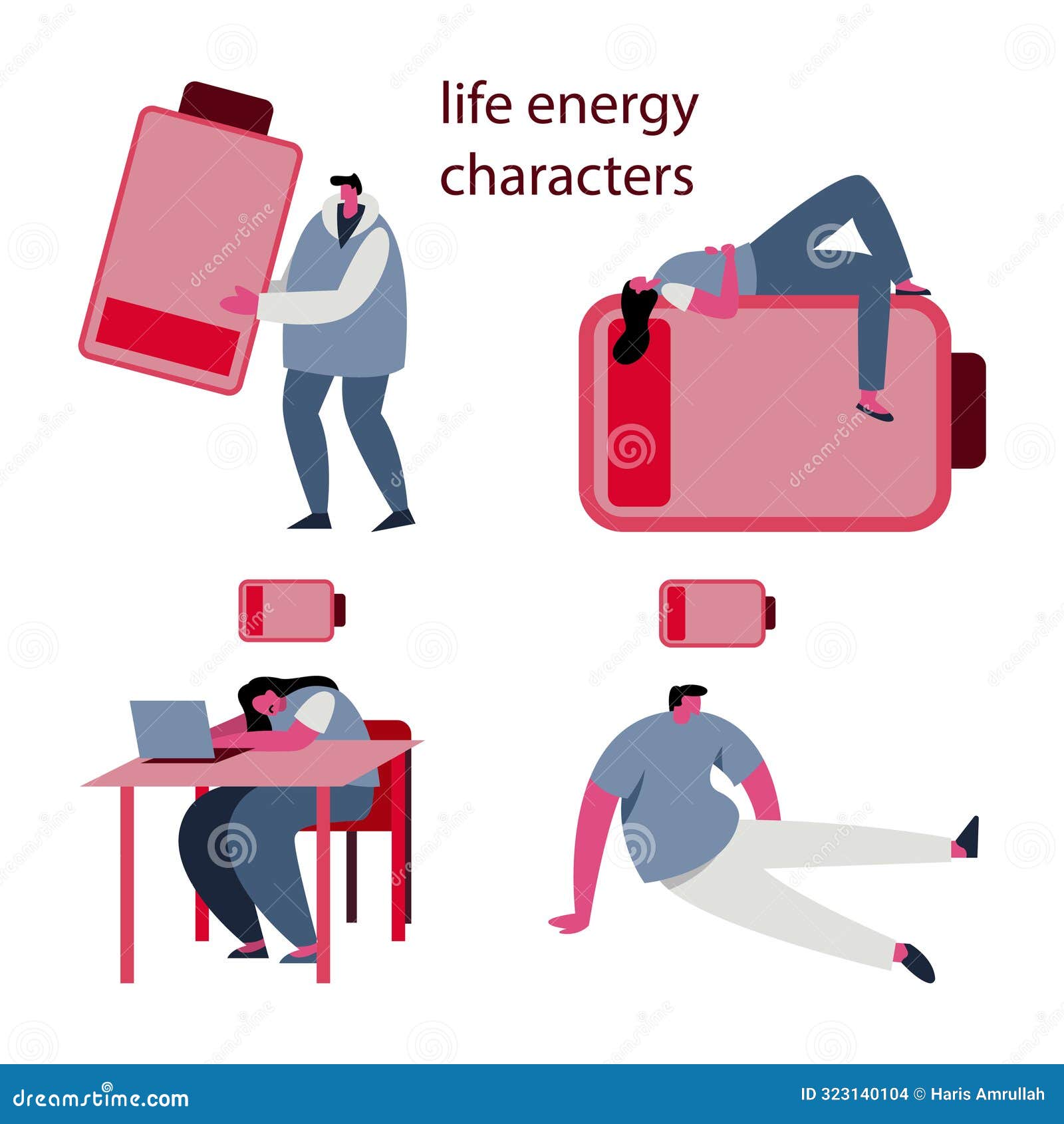 People Characters Life Energy Stock Vector - Illustration of tired ...