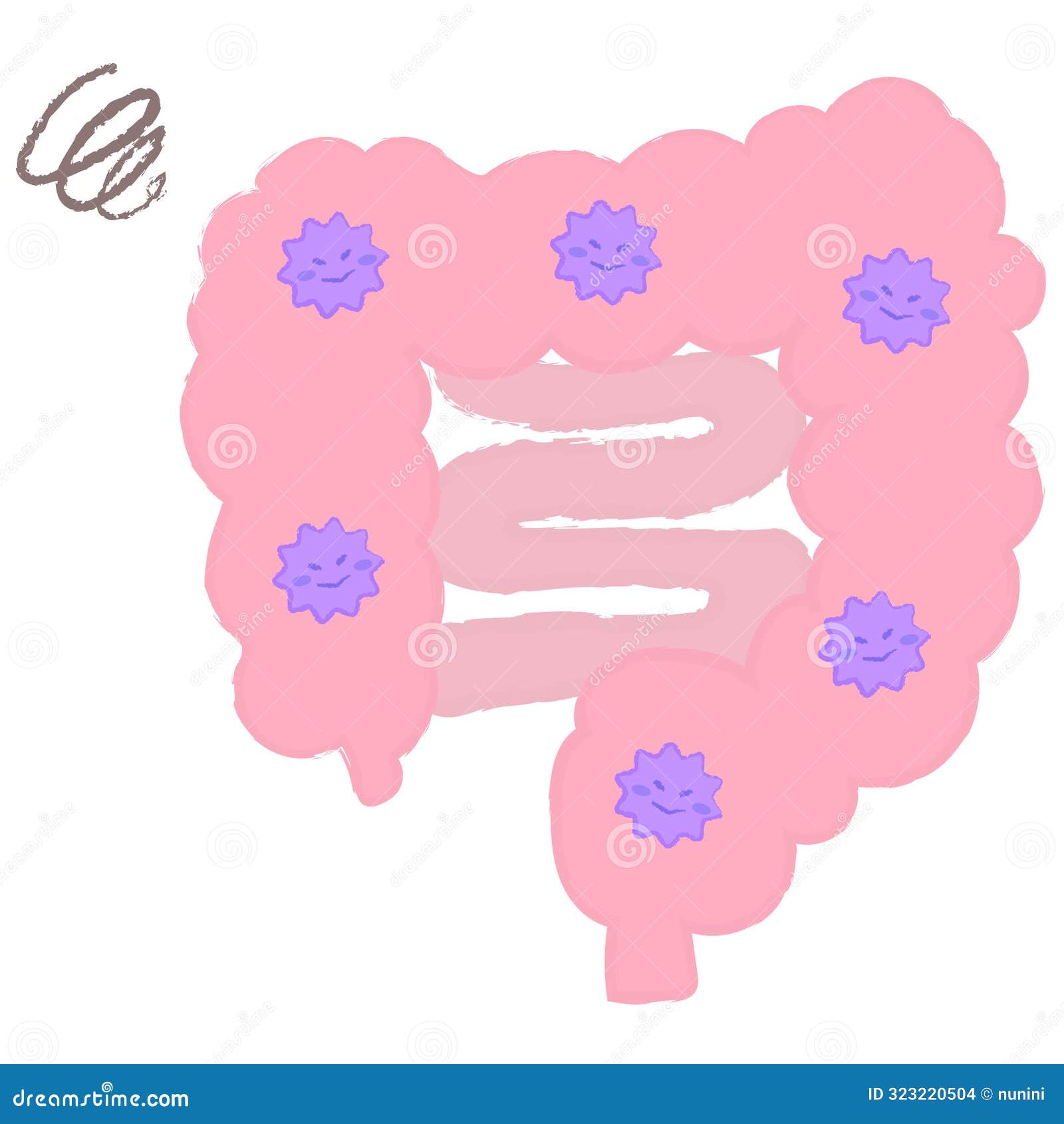 Unhealthy Intestine with Bad Bacteria Handwritten Style Stock Vector ...
