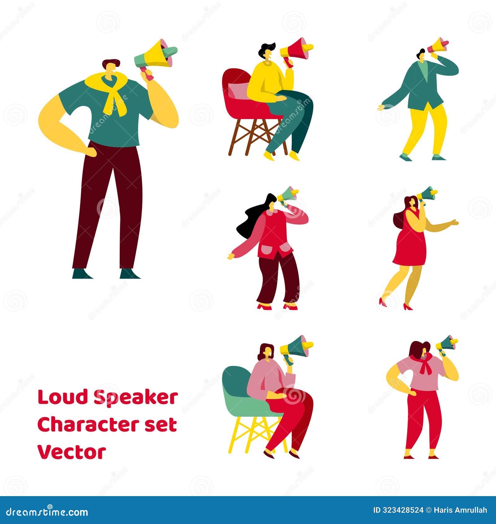 Character Illustration of Person Holding a Loudspeaker Stock Vector ...