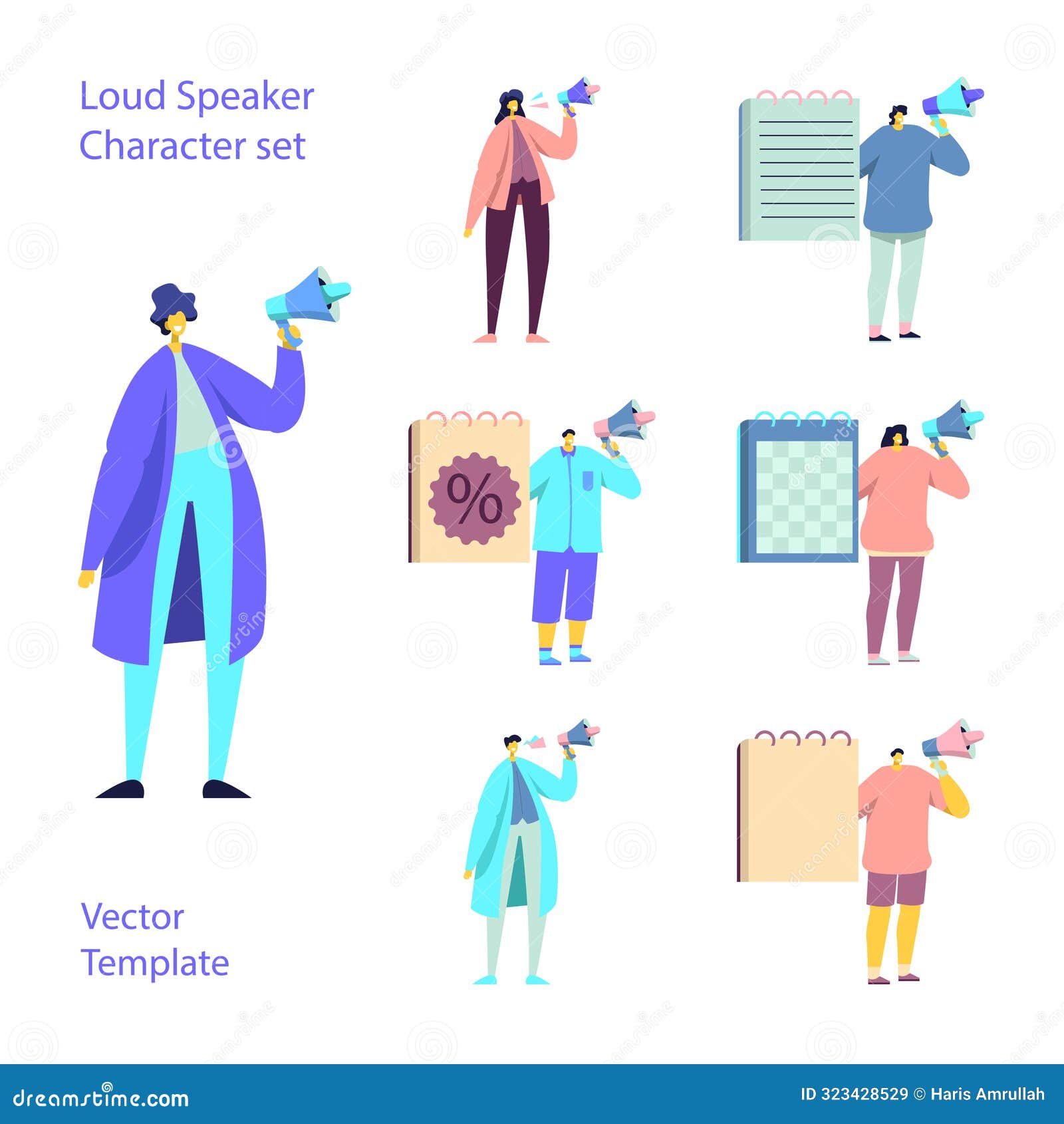Character Illustration of Person Holding a Loudspeaker Stock Vector ...