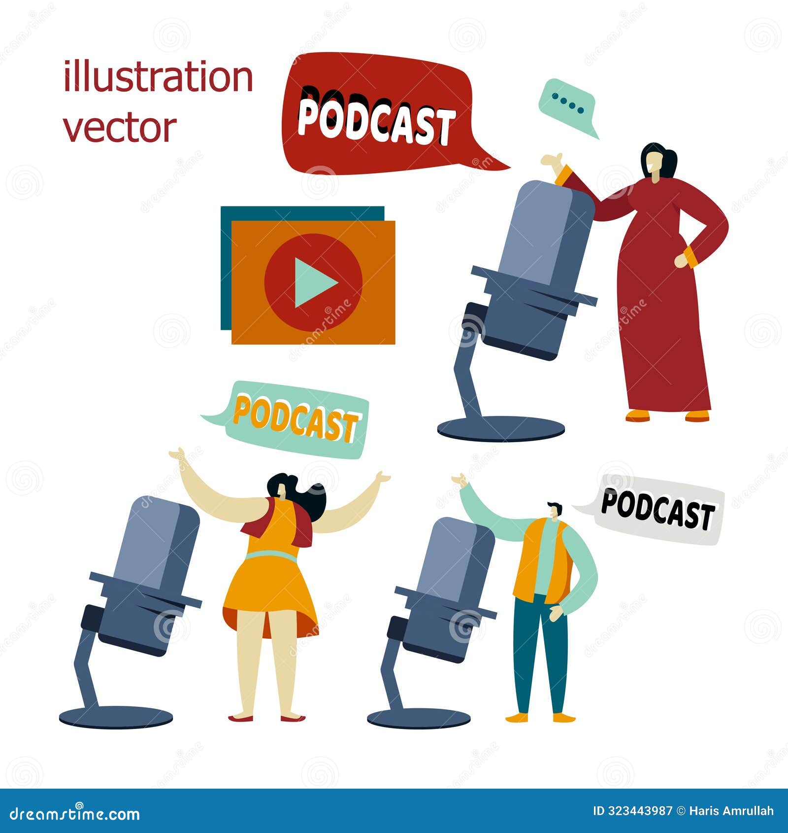 Podcast Avatar Illustration Character Stock Vector - Illustration of ...