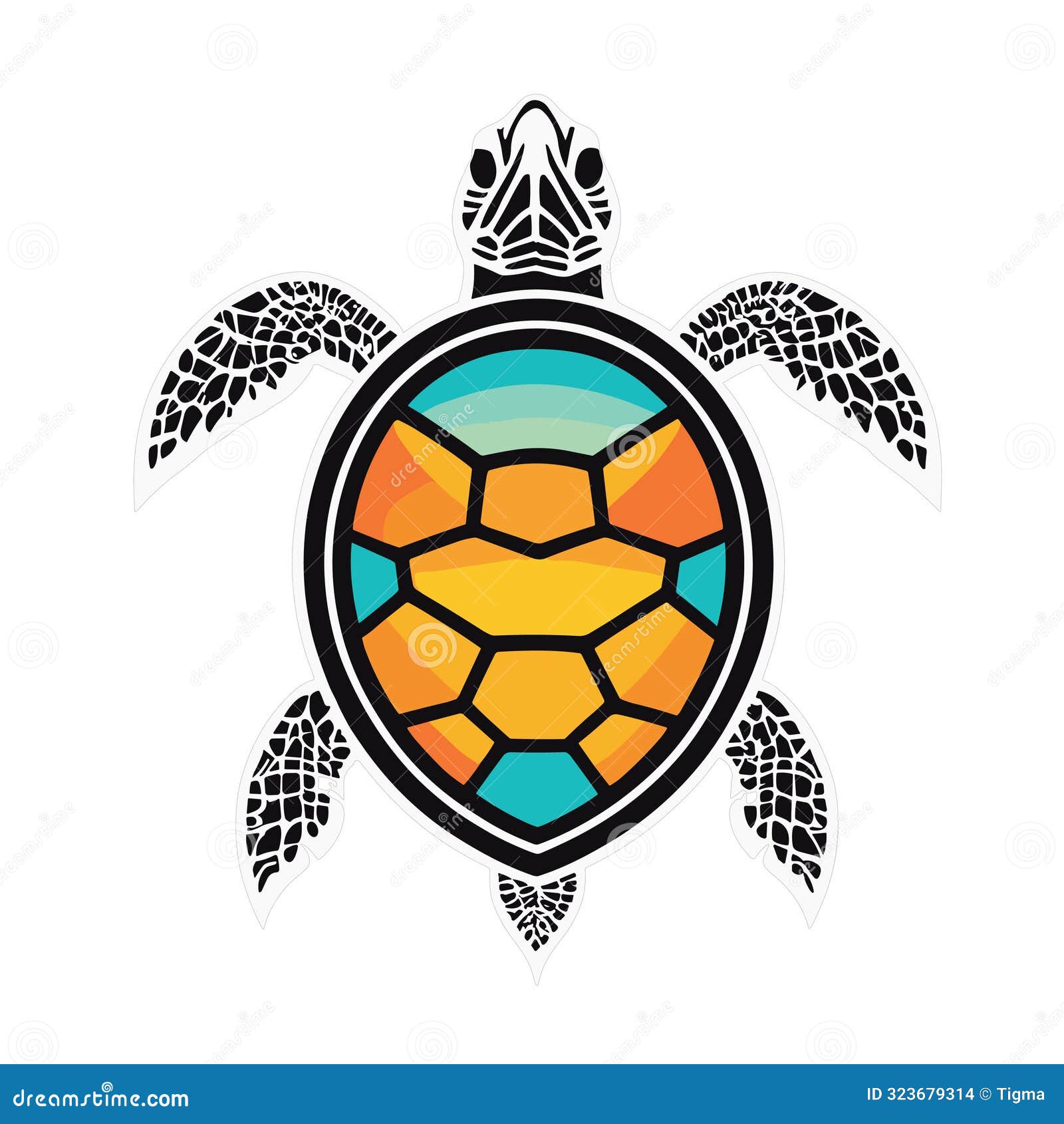 Oceanic Elegance: Sea Turtle Geometric Art Stock Vector - Illustration ...