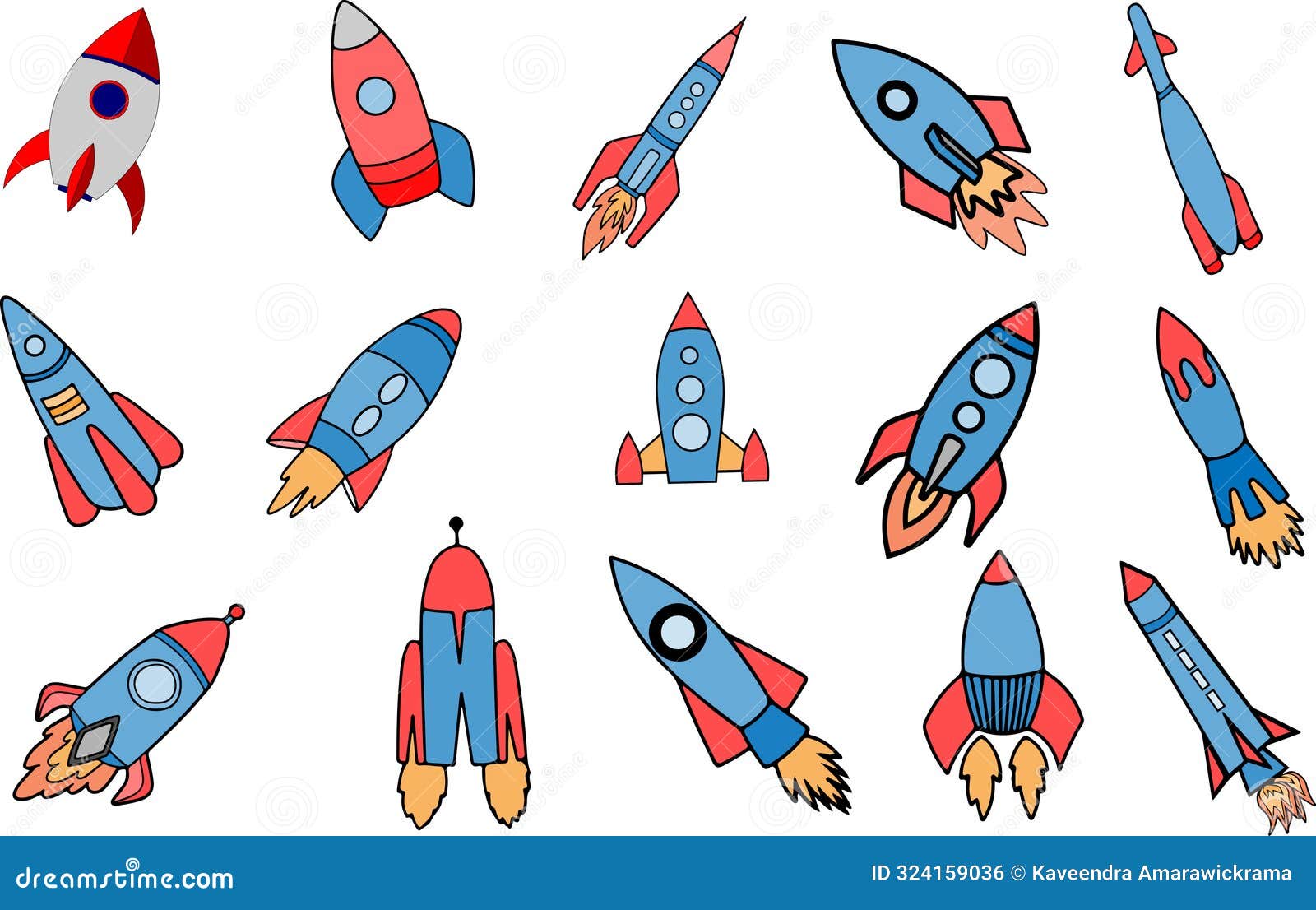 Abstract Rocket Collection on White Stock Vector - Illustration of ...