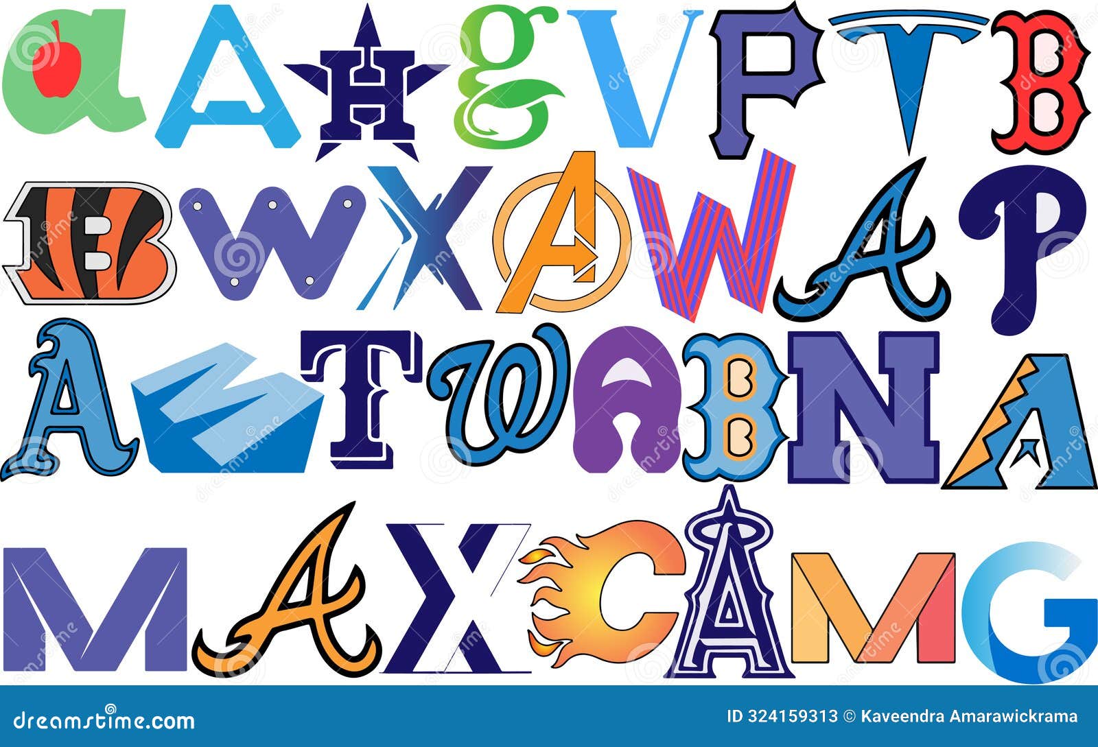 Abstract Letter Collection Design on White Stock Illustration ...