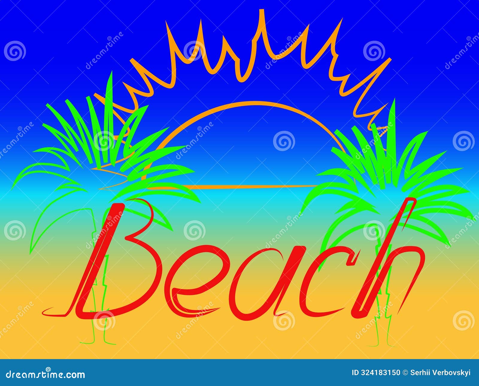 Voluminous Color Inscription Beach and See As a Slogan for Tourism and ...