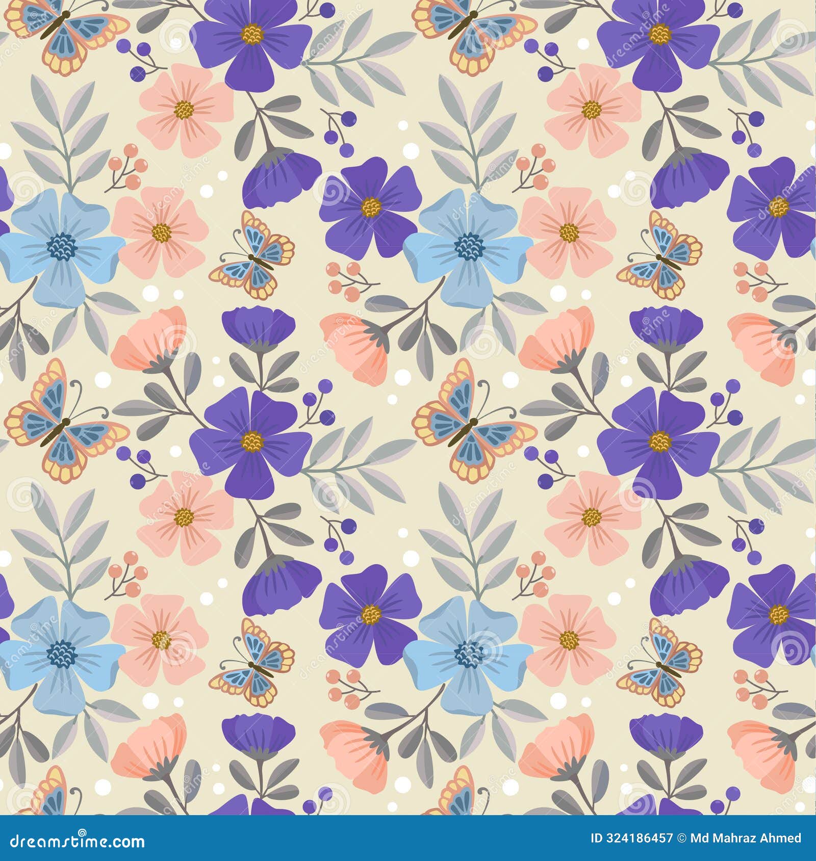 Spring Floral Pattern Floral Vintage Seamless Pattern. Stock Vector ...