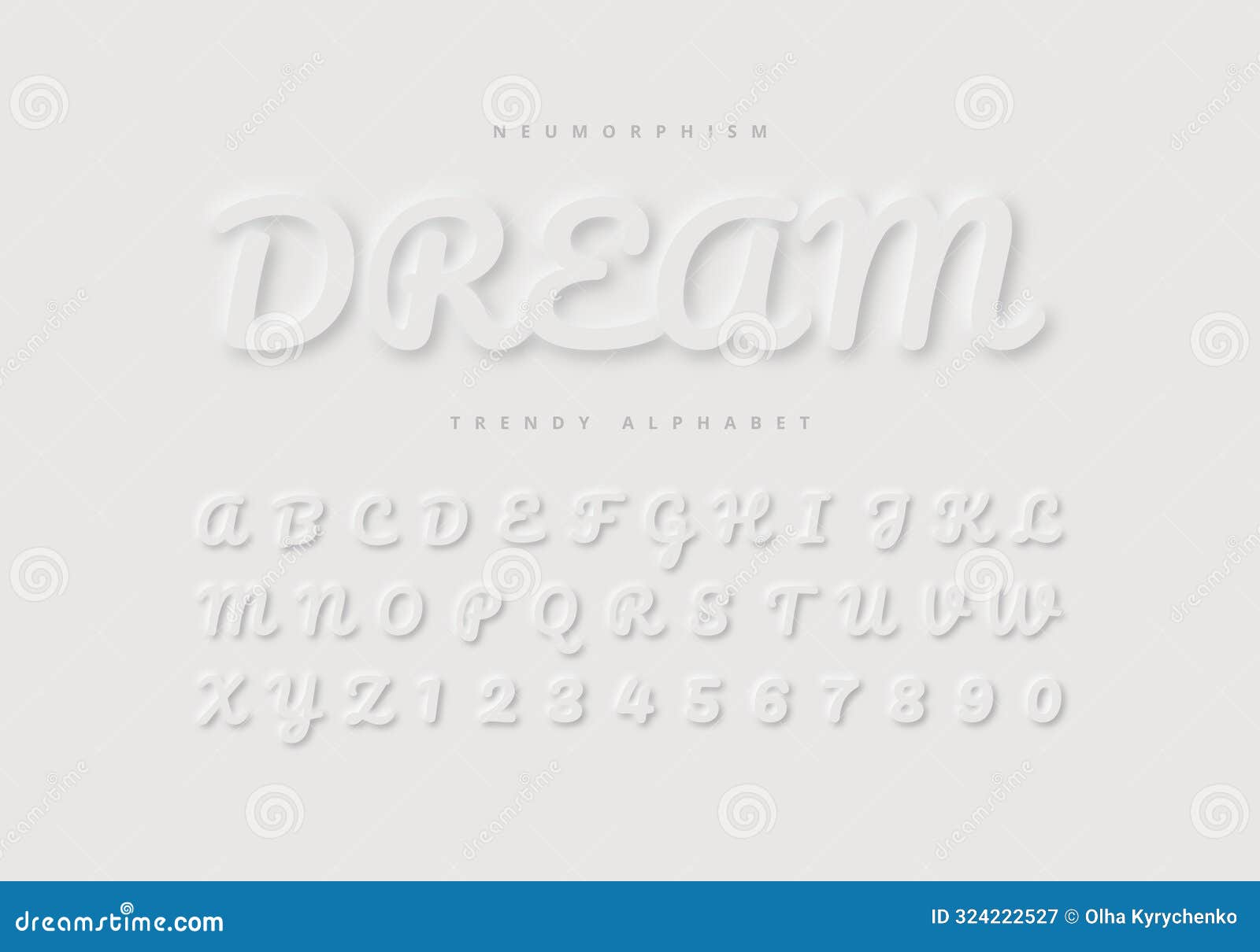 Trendy Neumorphism Font. Modern Alphabet, Letters and Numbers Stock ...