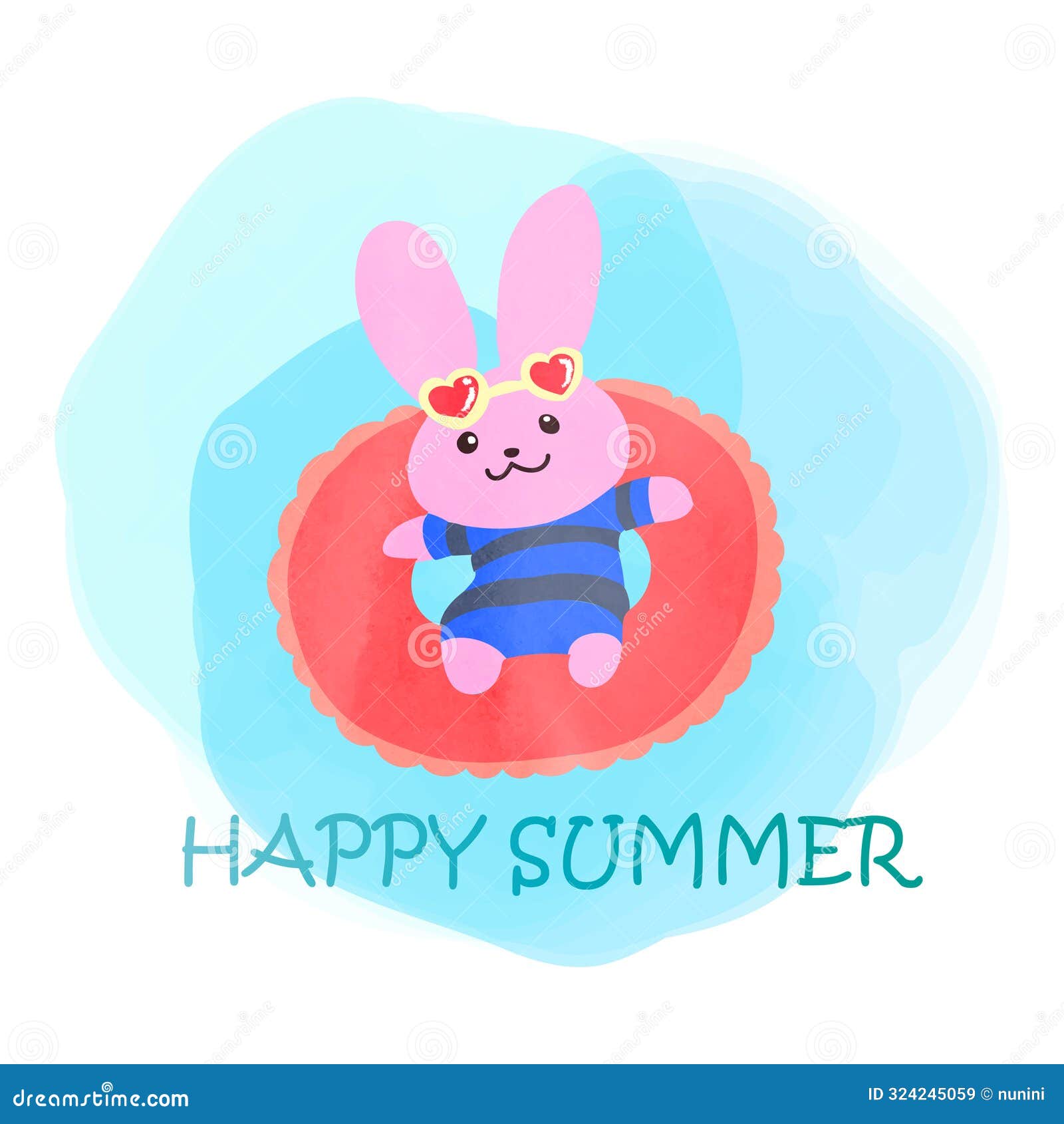 Rabbit Character Wearing a Float, Sunglasses, and Swimsuit Stock ...
