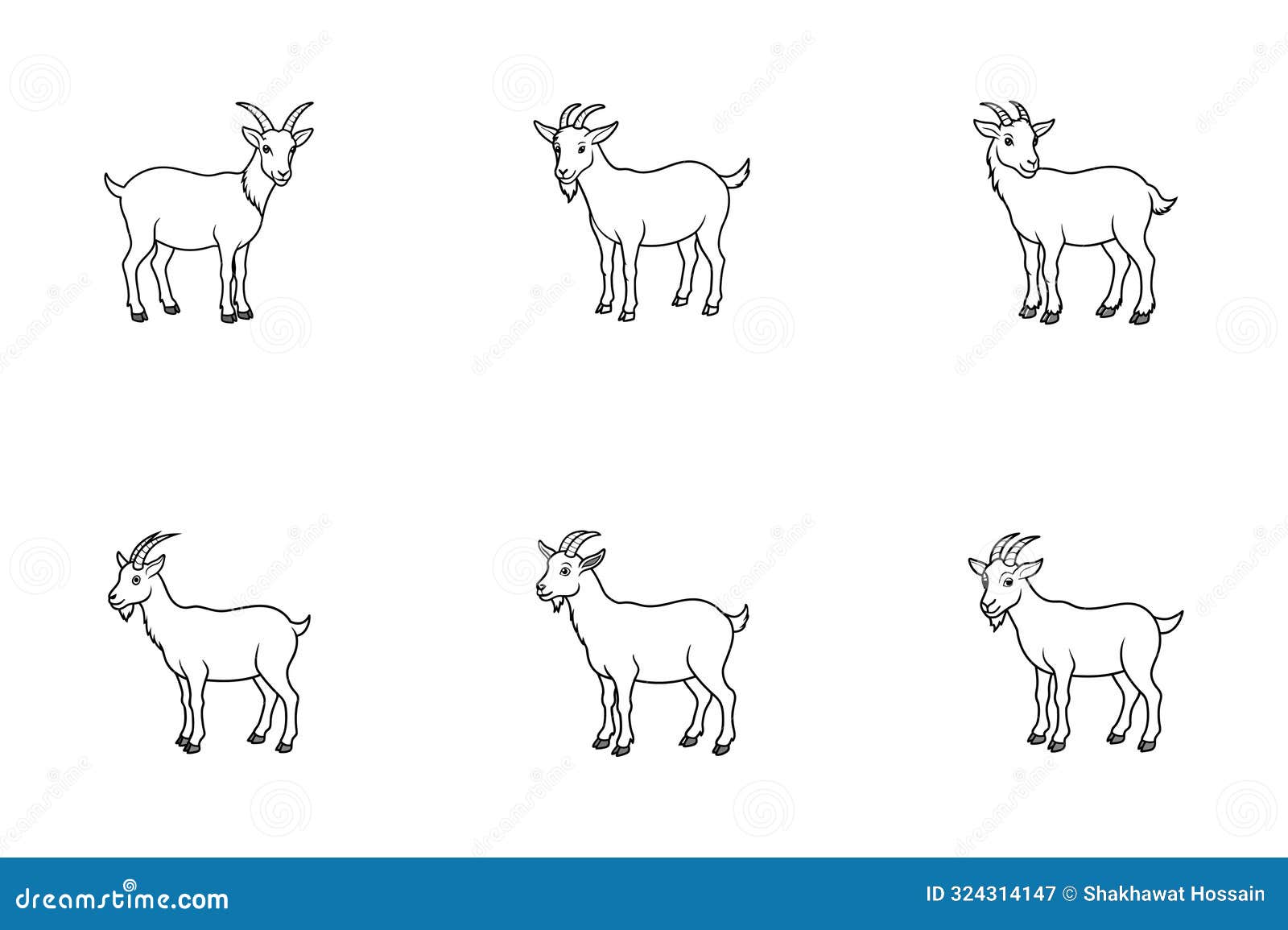Beautiful One Line Art Goat Stock Vector - Illustration of white, line ...