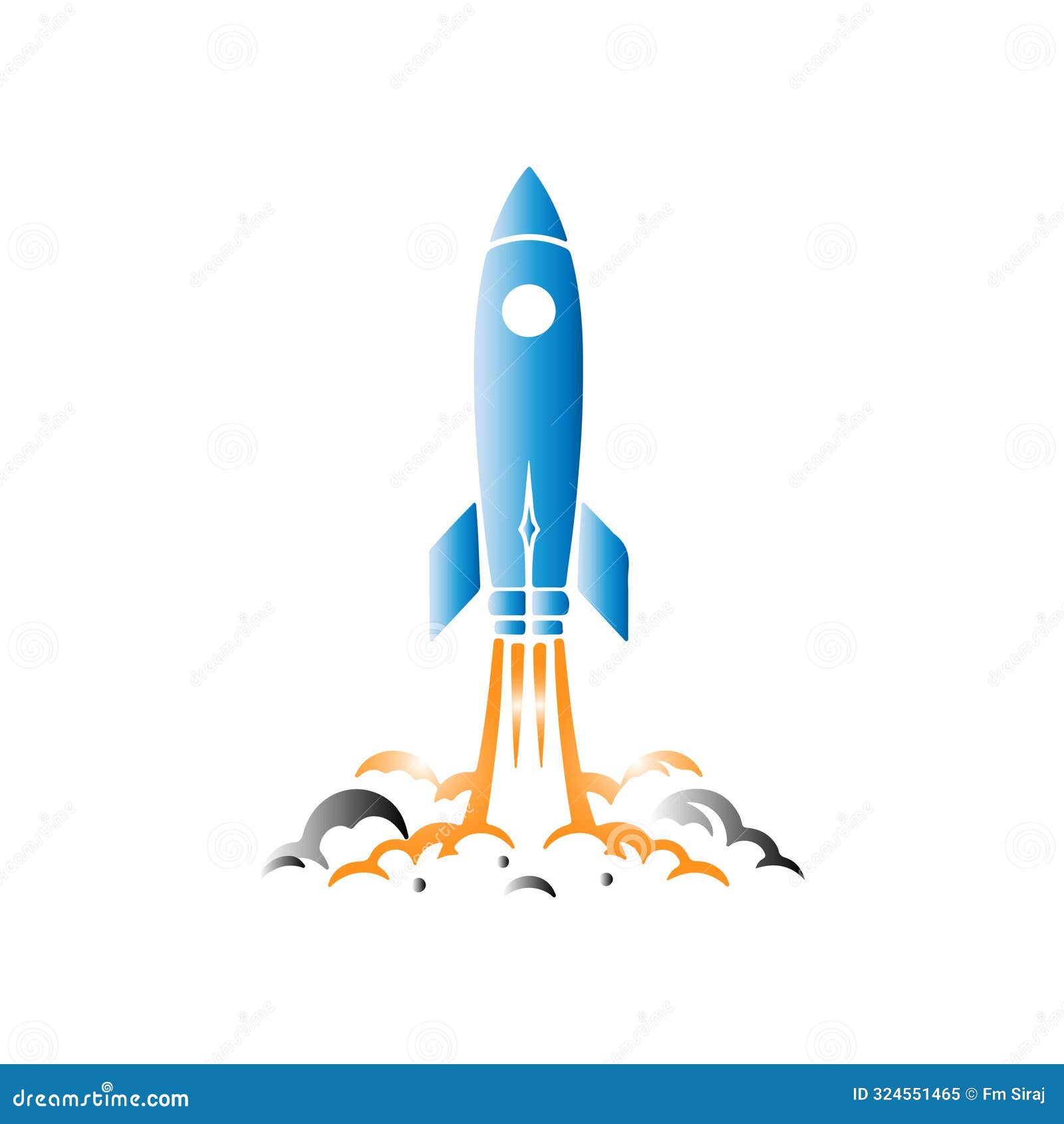 Beautiful Rocket Vector Design- Rocket Launch in the Sky Flying Over ...