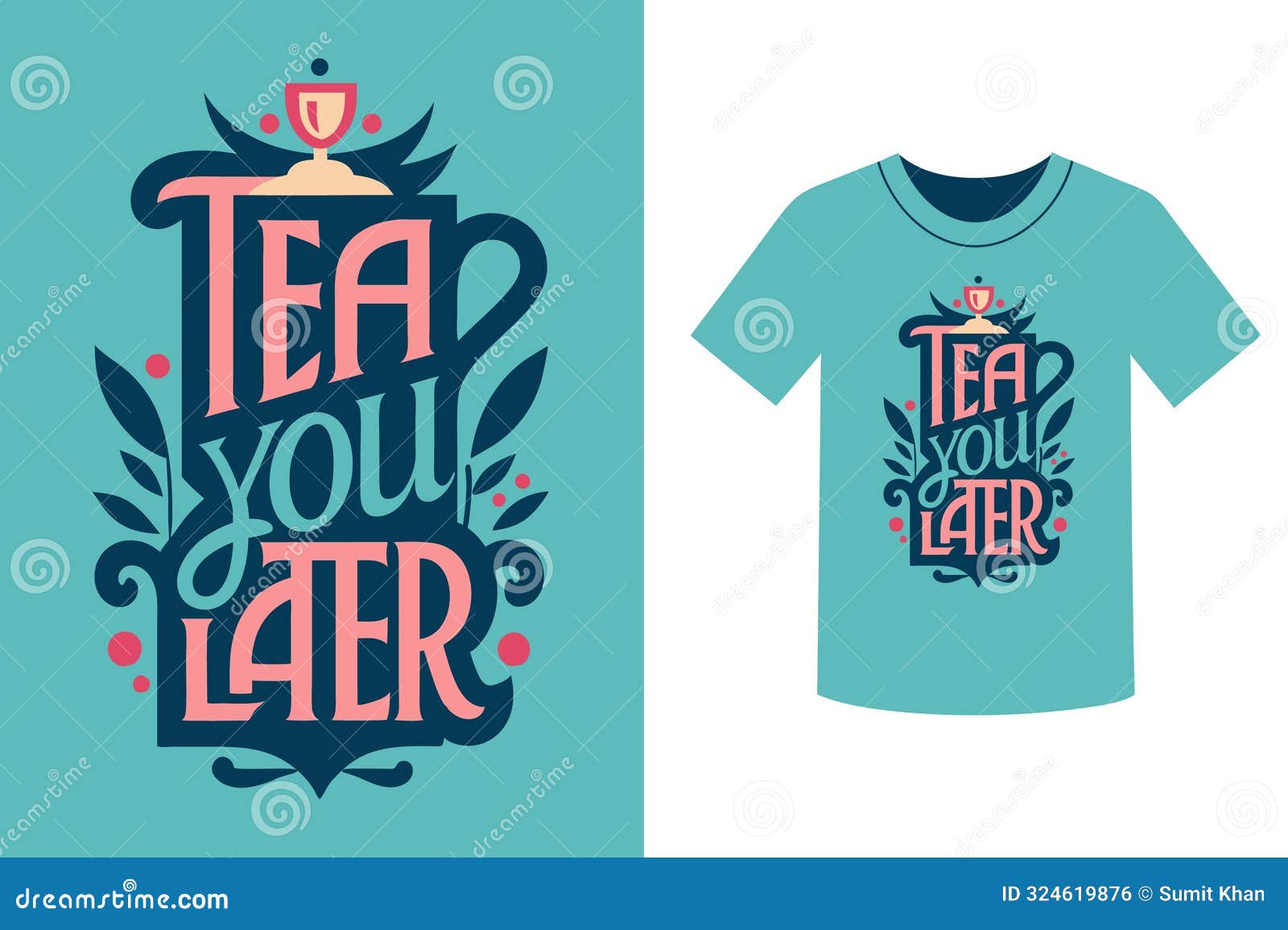 Chic Tea You Later Typography T-Shirt Collection Stock Vector ...