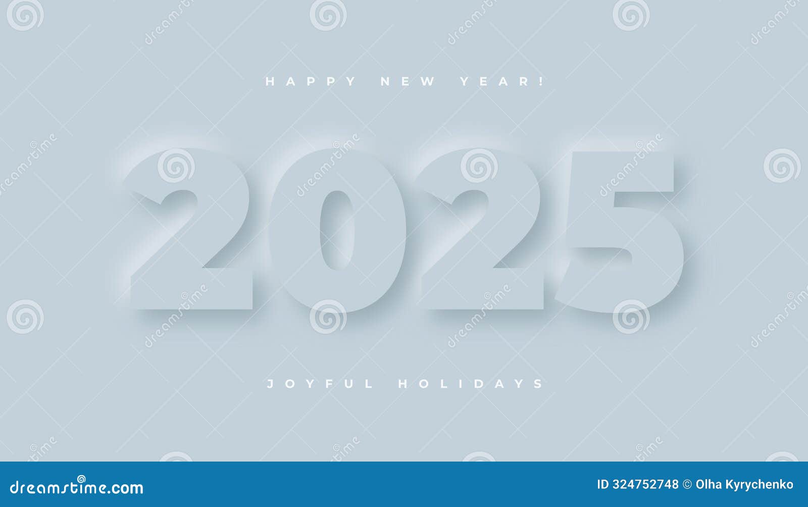 Happy New Year 2025. Modern Minimalist Pastel Gray Design. Neumorphism ...