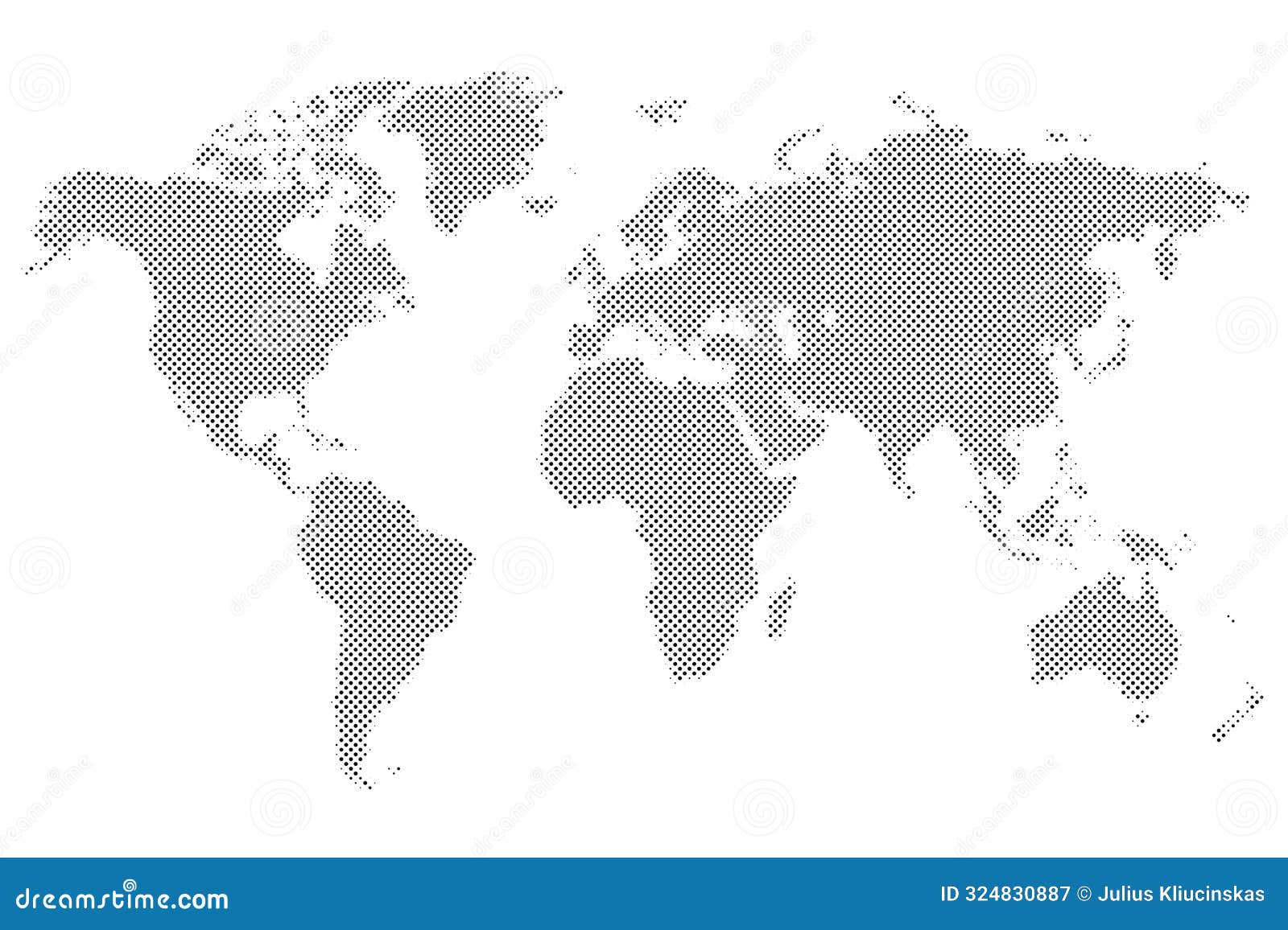 Black Halftone Dotted World Map. Vector Illustration. Dotted Map in ...