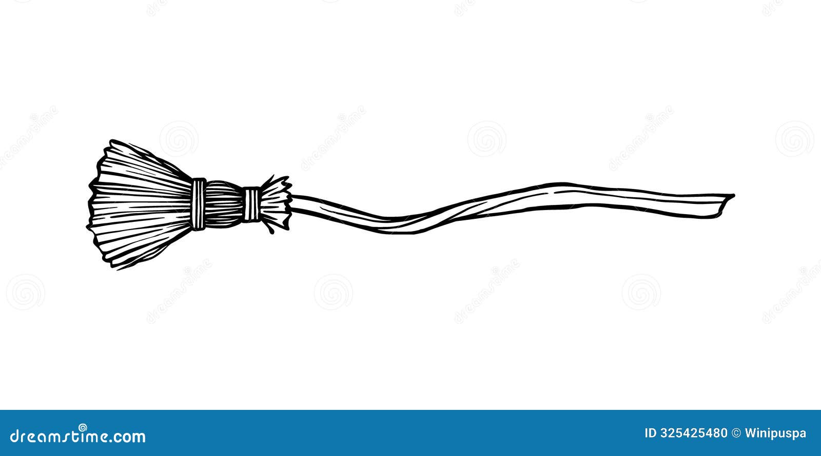 Witch Broomstick Isolated on White Background. Vector Illustration in ...