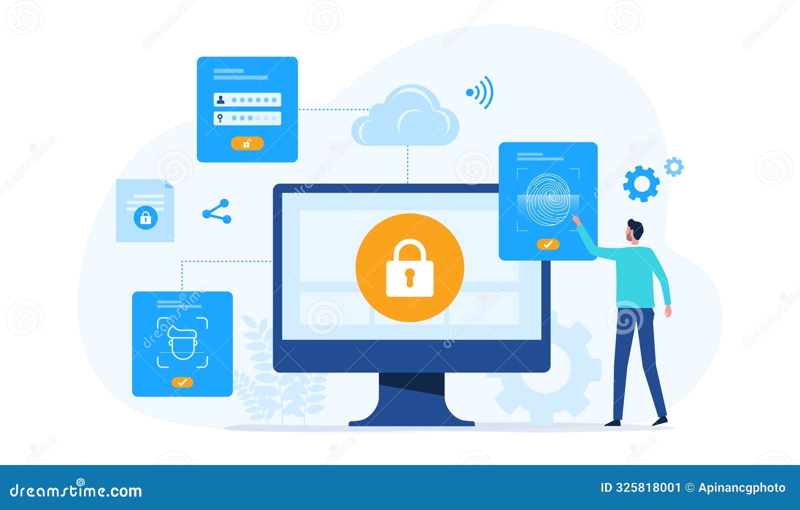 Business Data Protection and Technology Internet Network Security Design Concept. Stock ...