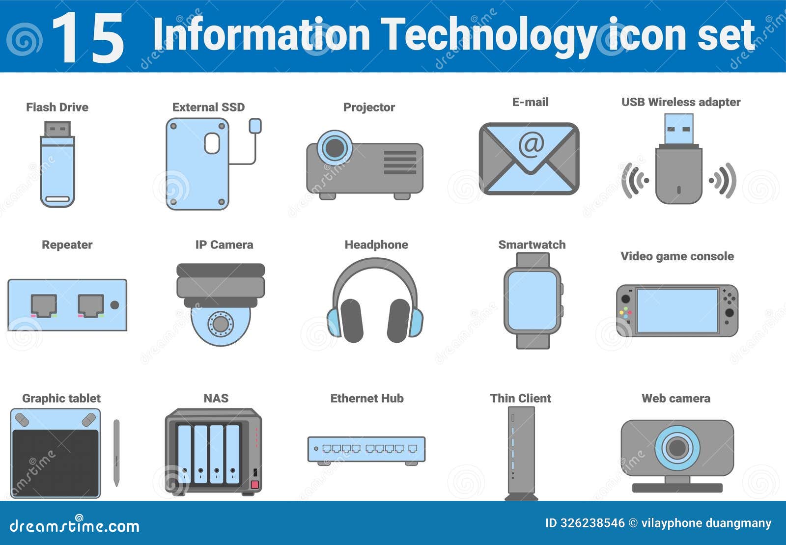 5 Icon Set of Information Technology Such As Flash Drive, External and ...