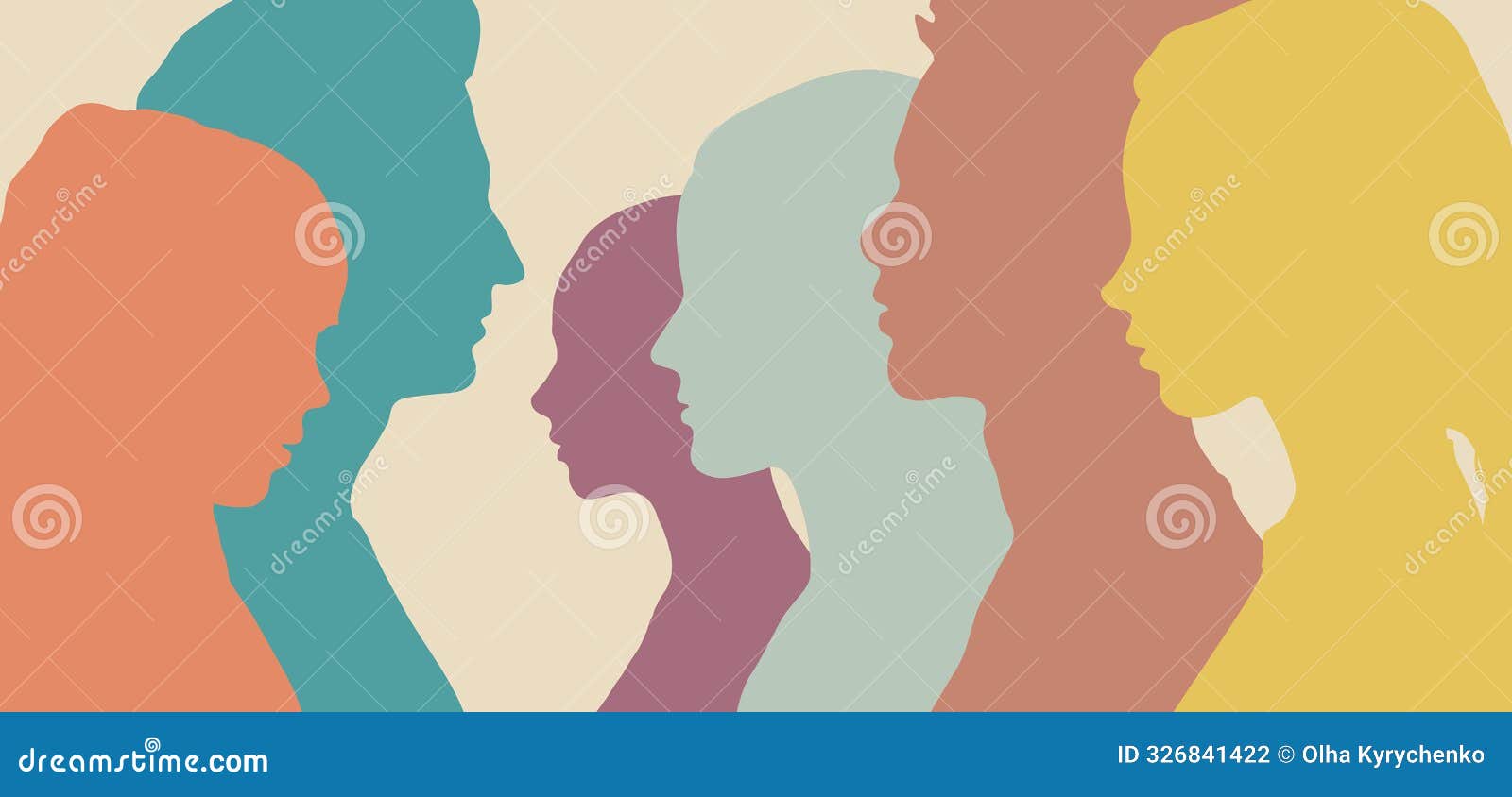 Abstract Profile Silhouette of Multicultural People. Mental Development ...