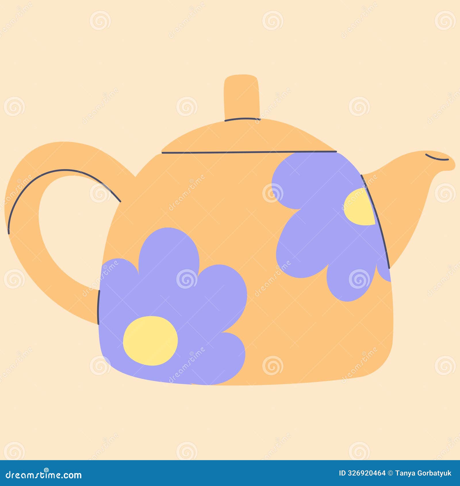 Cute Teapot in Cartoon Doodle Flat Style. Stock Illustration ...