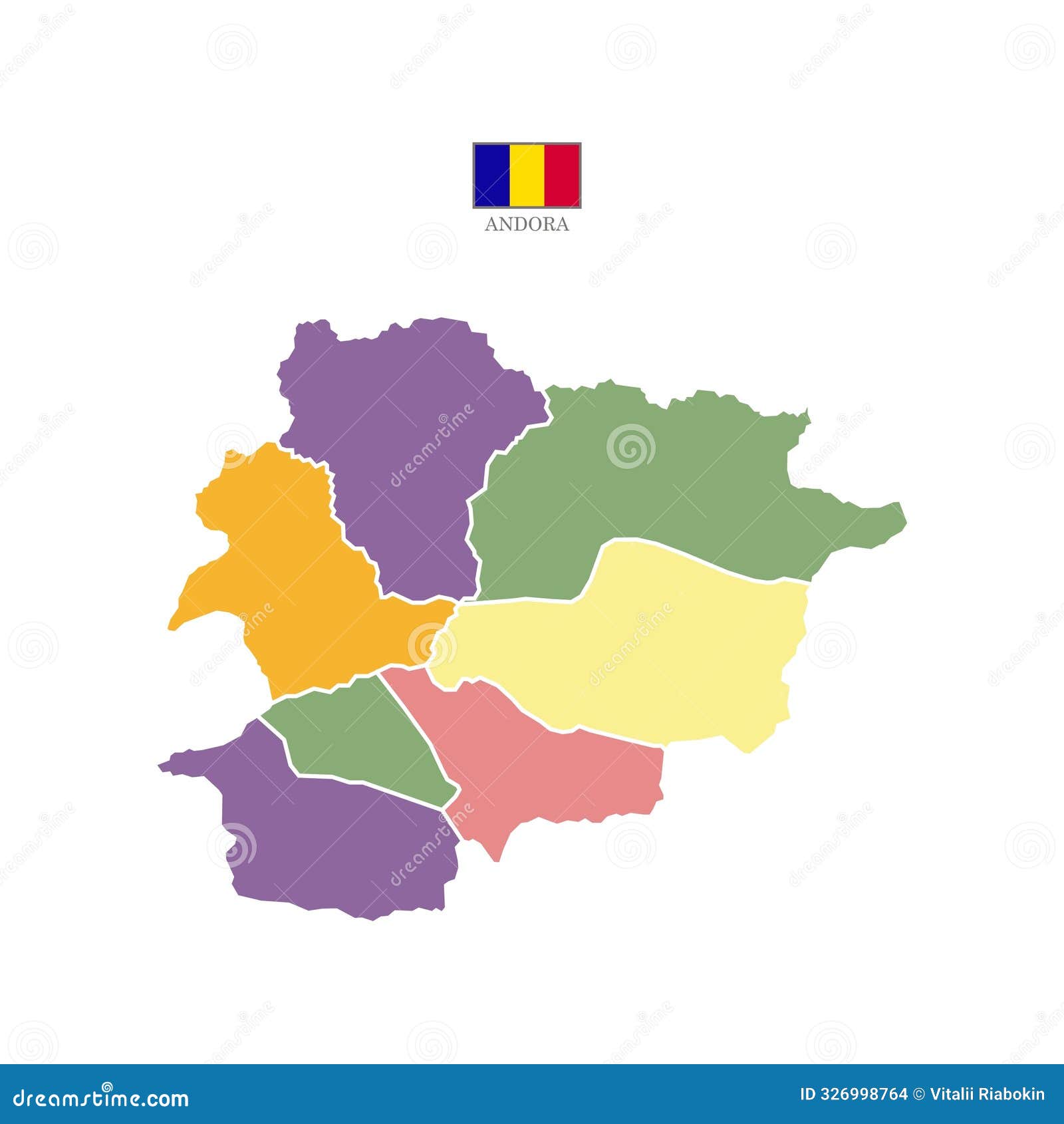 Andorra State Map with Flag Stock Illustration - Illustration of ...