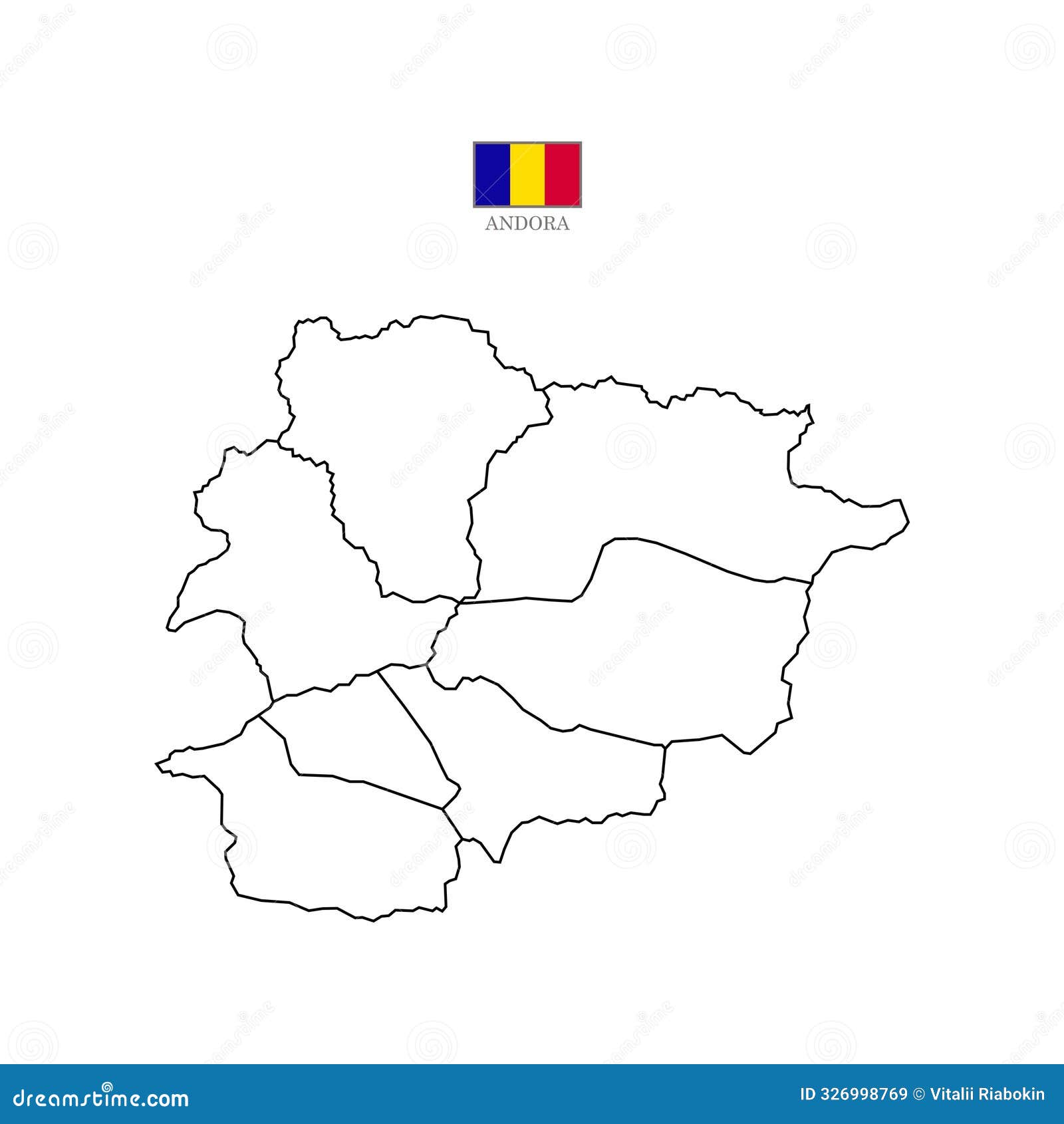Andorra Contour State Map with Flag Stock Vector - Illustration of ...
