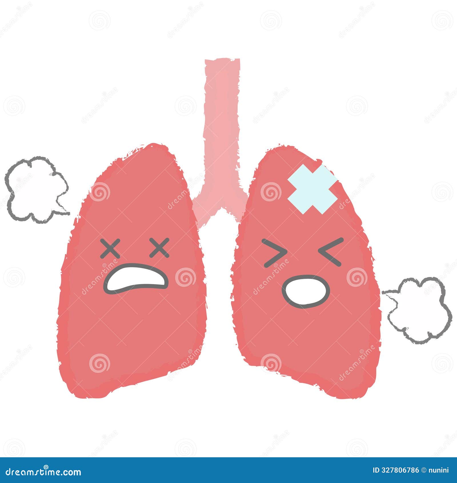 Illustration of a Character with Weakened Lungs Stock Illustration ...
