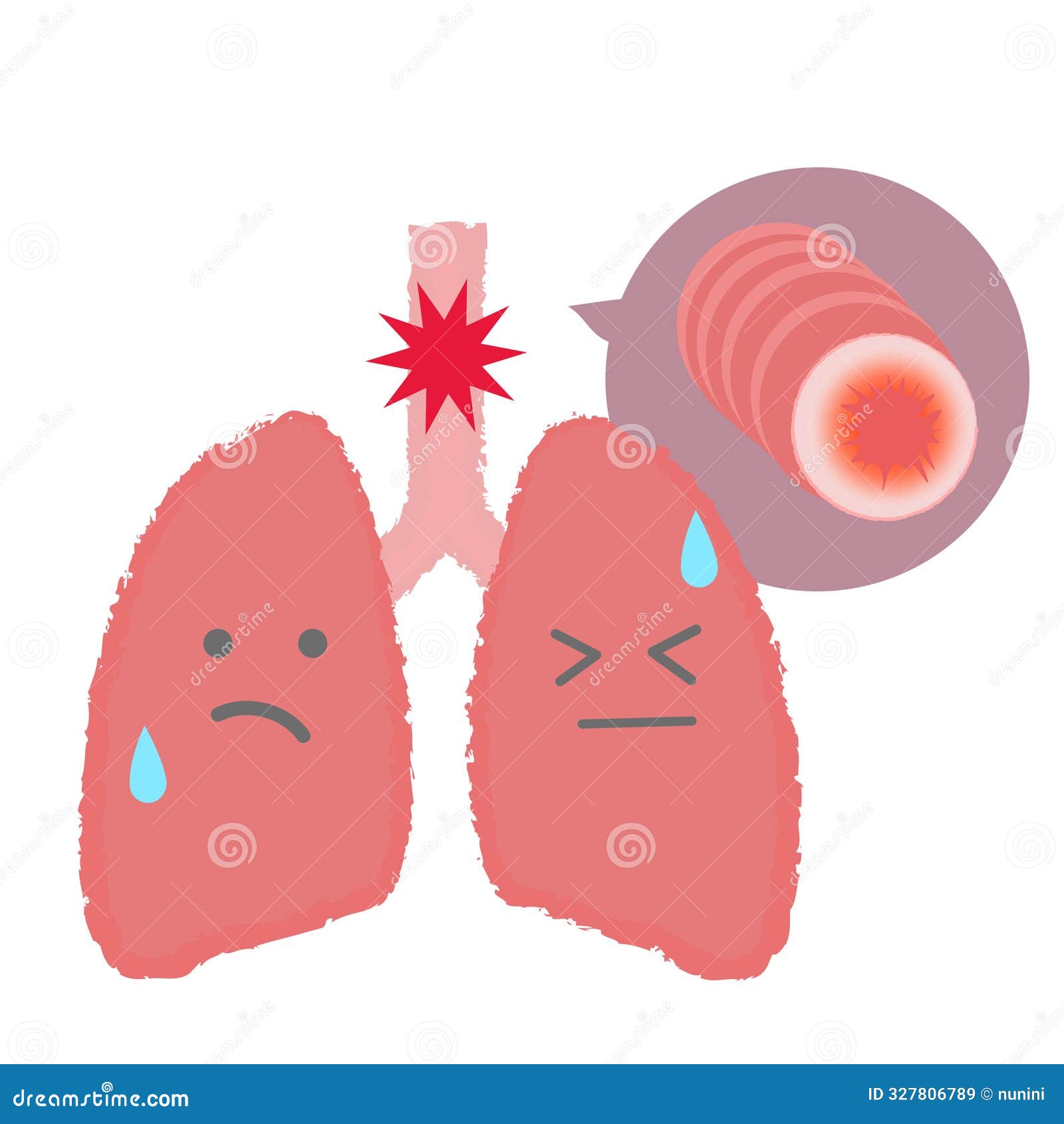 Bronchus and Lungs Illustration Character of Asthma Disease Stock ...