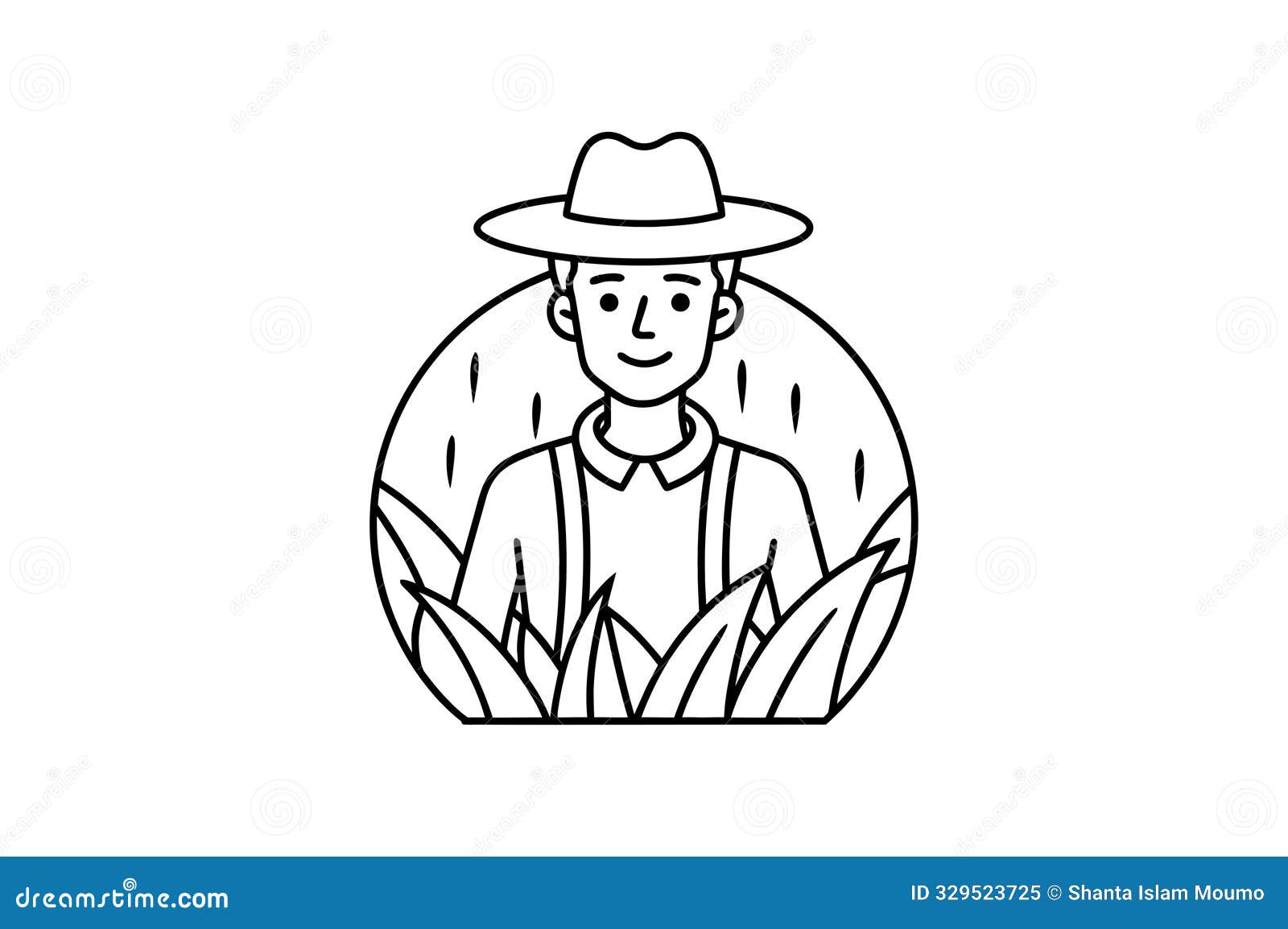 Farmer Face Logo Style Silhouette Vector Stock Illustration ...