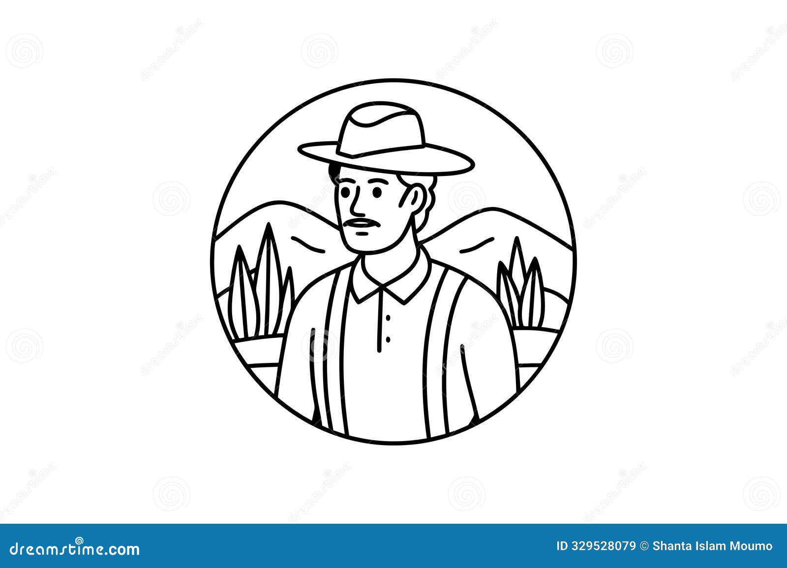 Farmer Face Logo Style Silhouette Vector Stock Illustration ...