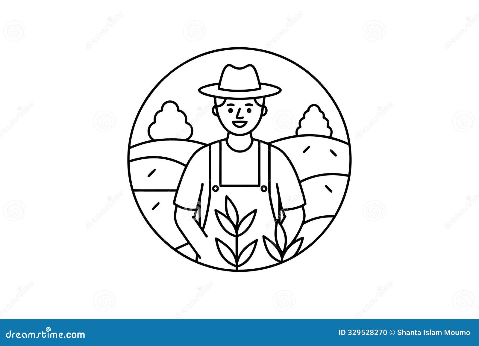 Farmer Face Logo Style Silhouette Vector Stock Illustration ...