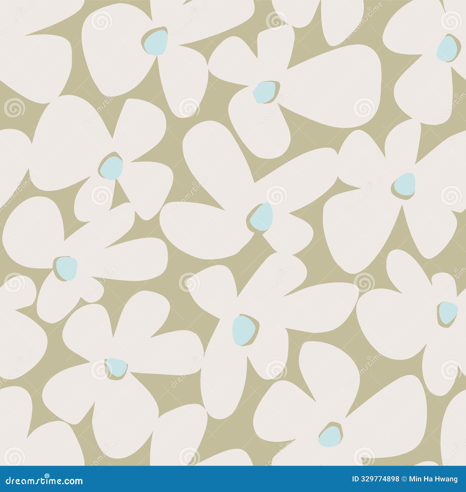 Vector Simple Flower Illustration Motif Seamless Repeat Pattern Digital ...