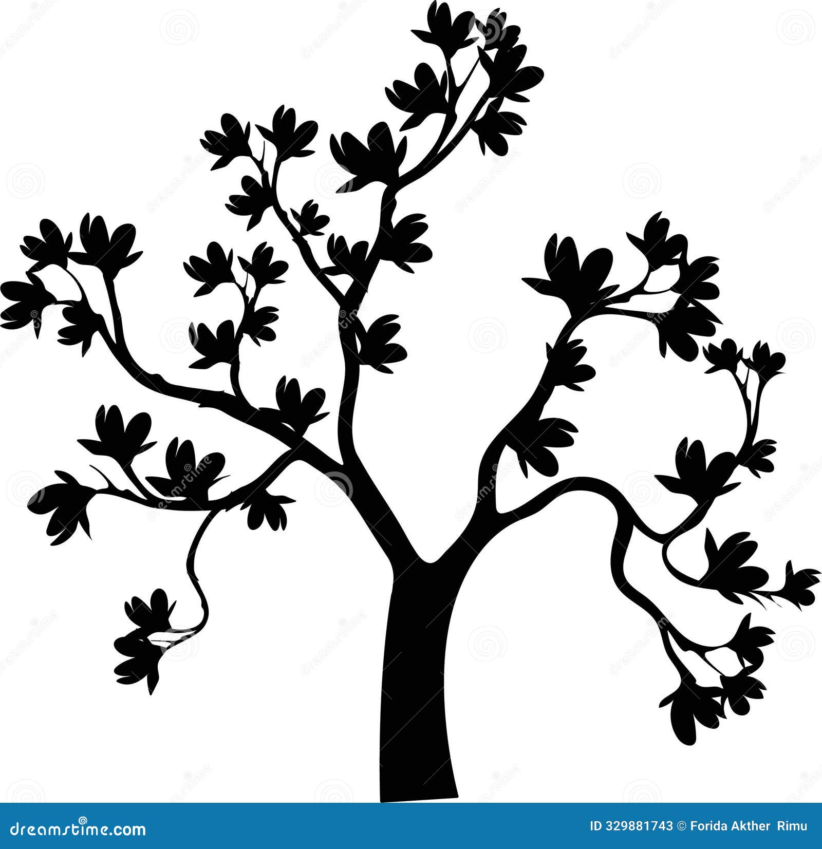 Magnolia Tree Vector Silhouette Stock Vector - Illustration of detailed ...