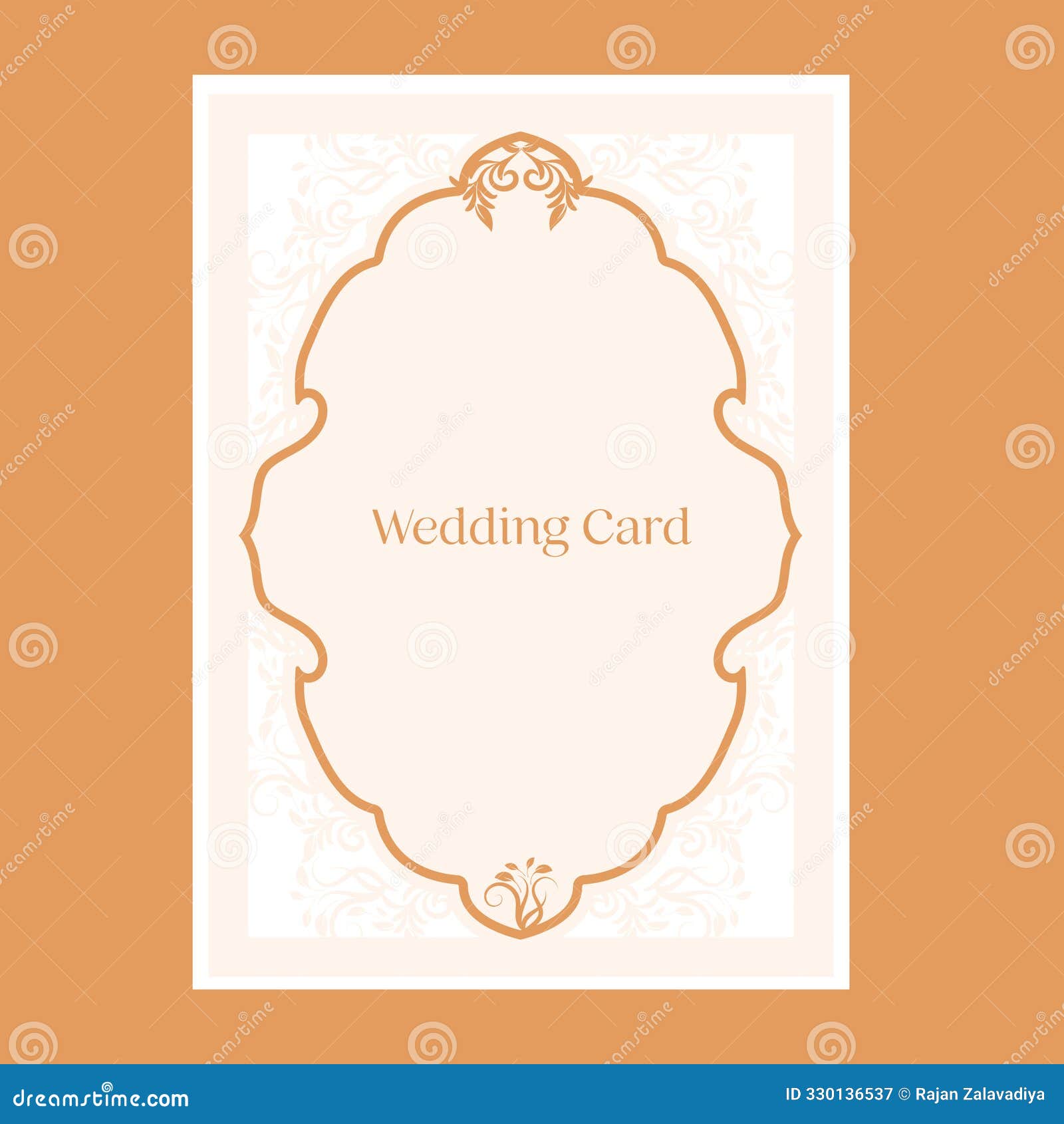 Wedding Card Vector Design with Floral Vector Design Orange Background ...