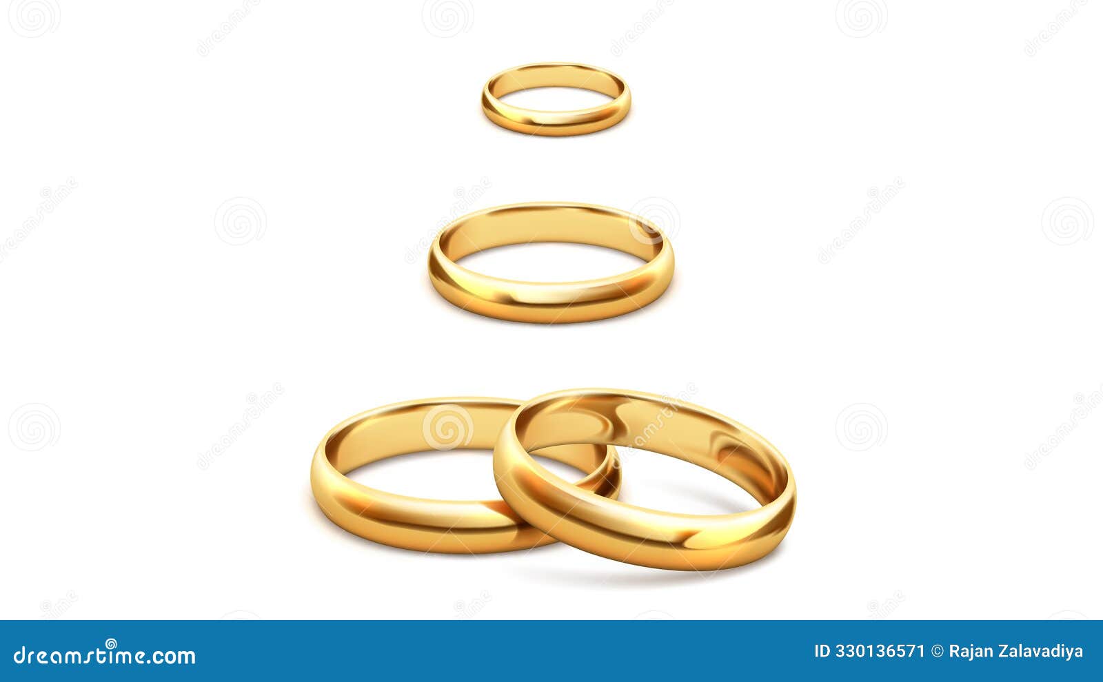 3d Golden Wedding Rings. Engagement and Marriage Ring Stock Vector ...