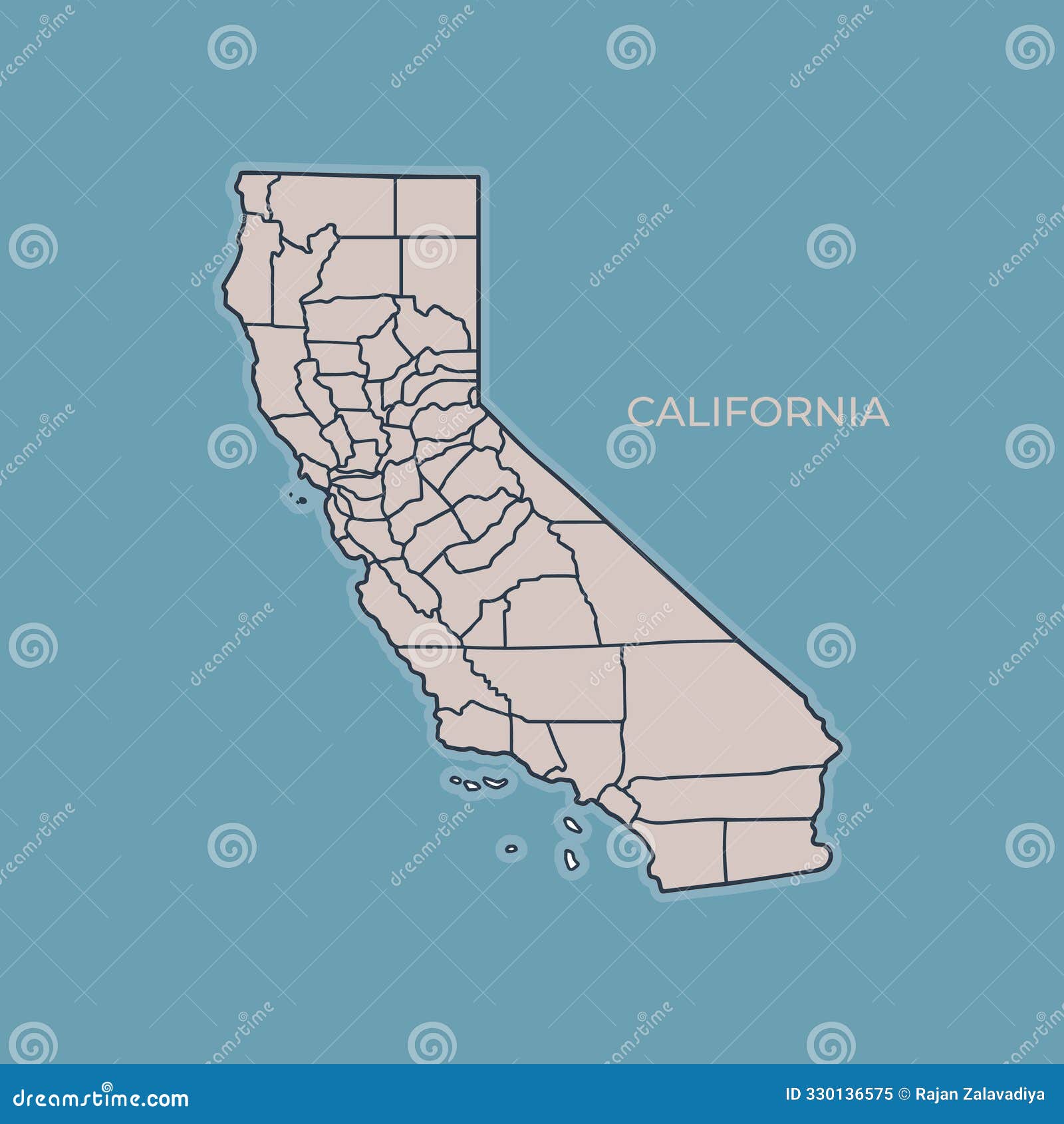 California Map with Muted Colors Stock Image - Image of california ...