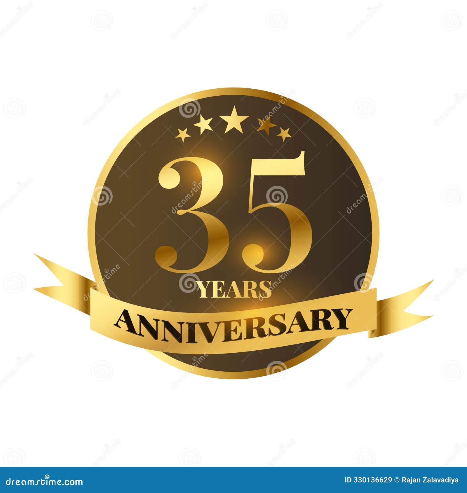 35 Years Anniversary Celebration Badge in Golden Stock Image - Image of ...