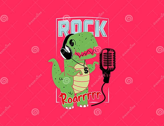 Dinosaur Singing Illustration for Print on T Shirt or Other Use Stock ...