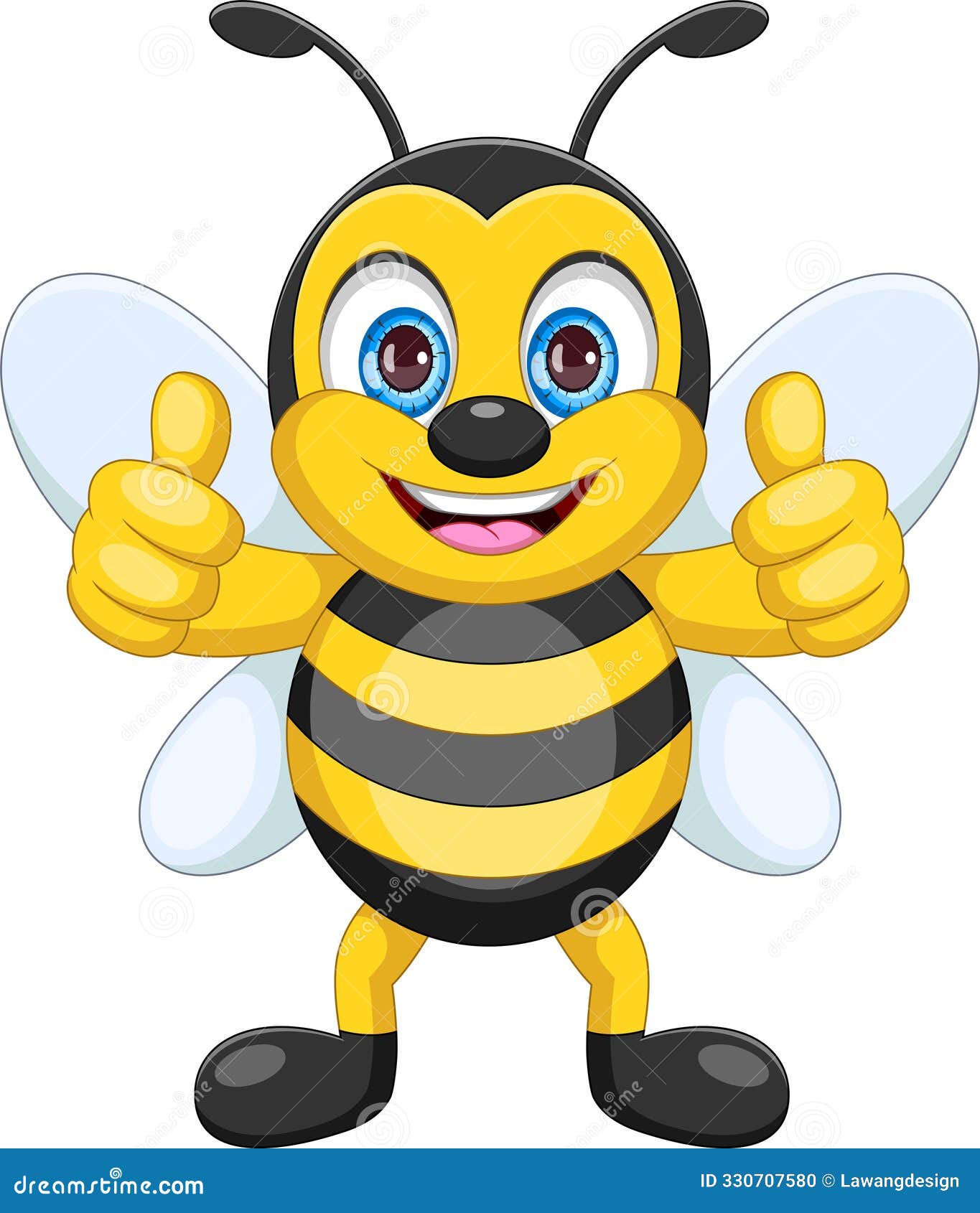 Cute Bee Giving Thumbs Up Cartoon Stock Illustration - Illustration of ...
