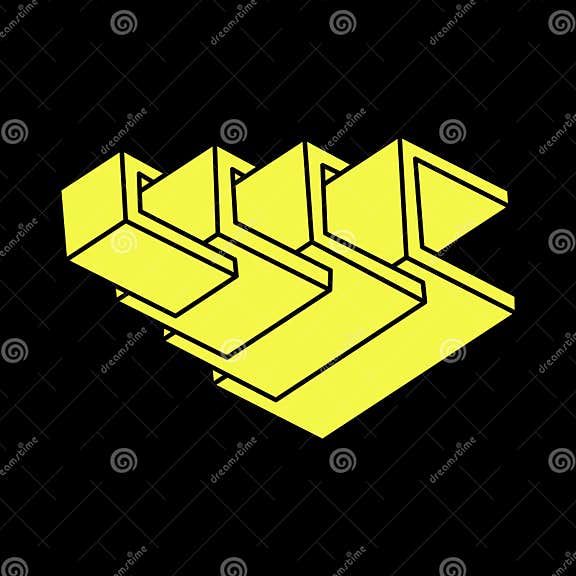 Escher Paradox. Impossible Optical Illusion Shapes. Optical Art Object ...