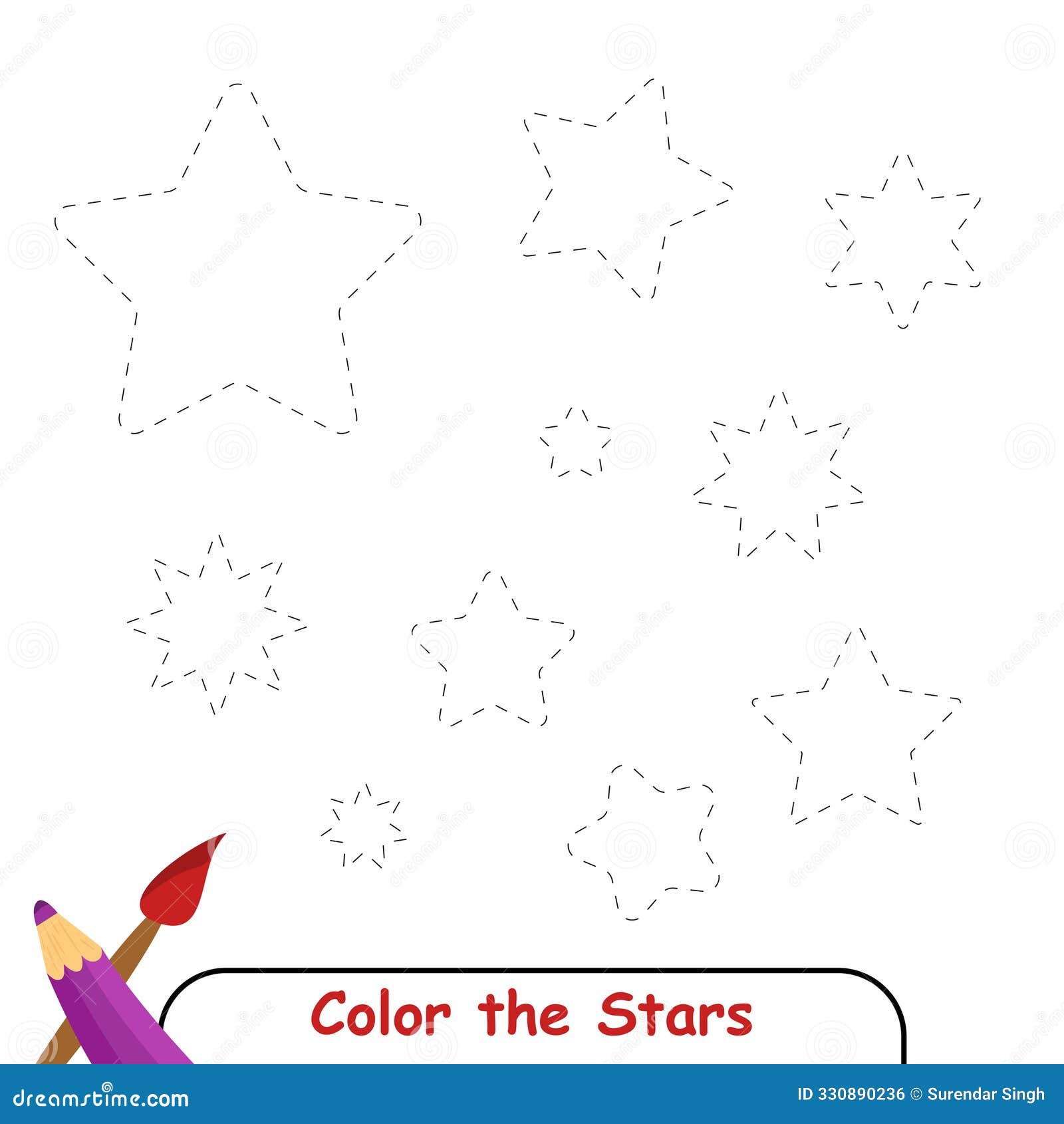 Stars Coloring Page Colored Illustration, Coloring Book or Coloring ...