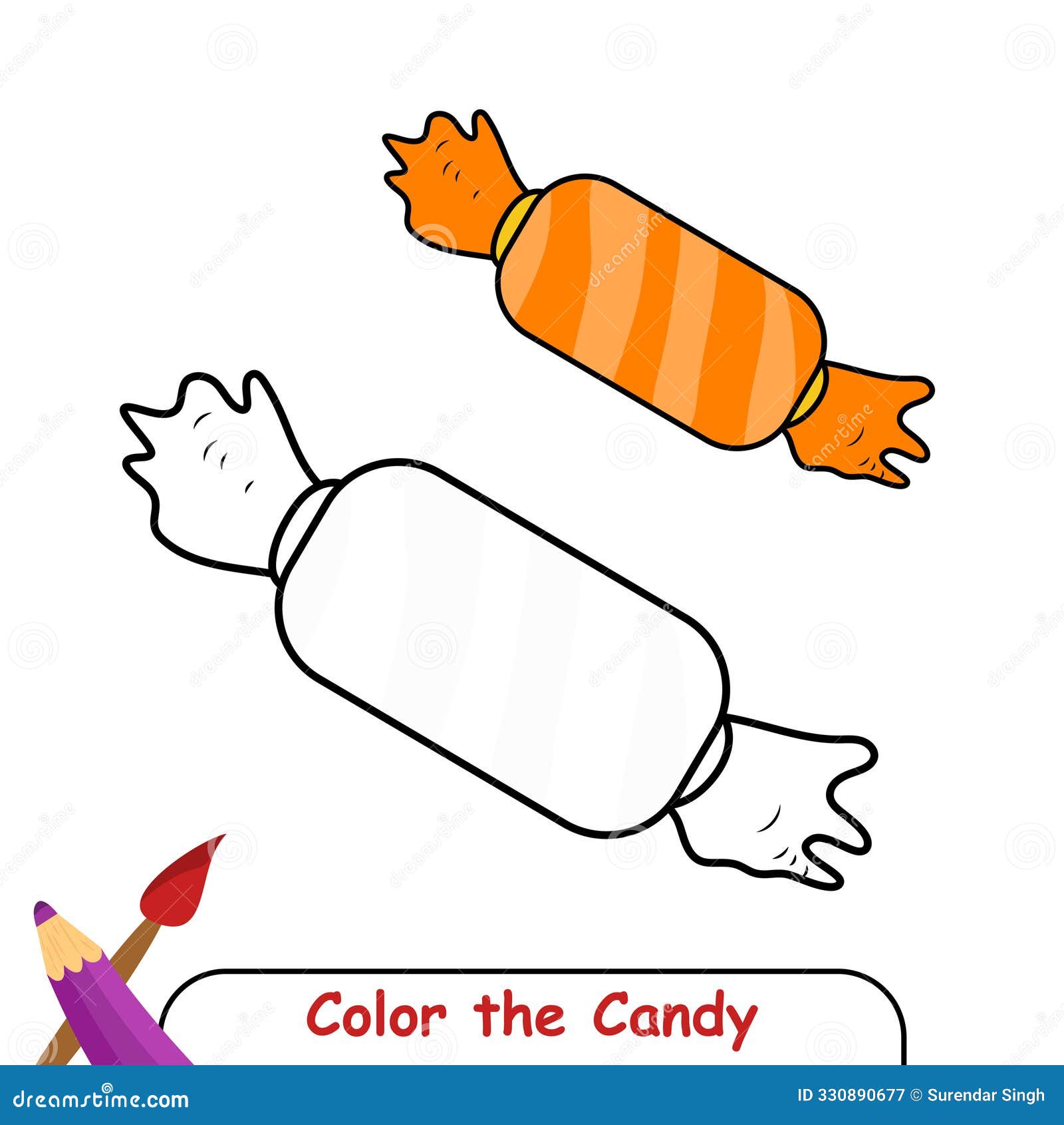 Candy Coloring Page, Coloring Book for Kids, Candy Isolated Vector ...