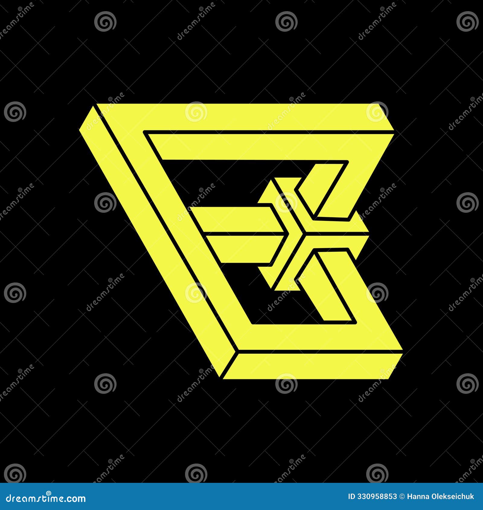 Escher Style. Impossible Optical Illusion Shapes. Op Art Object ...