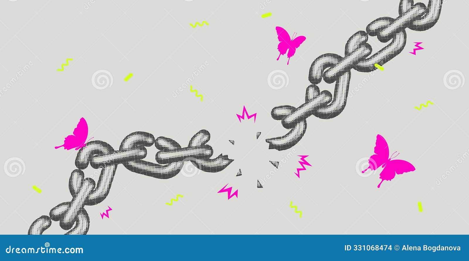 Broken Chain. Y2k Retro Background Design. Stock Vector - Illustration ...